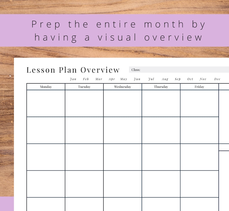 Lesson Plan Overview, Visual Monthly Planner, Lesson Planner Template ...