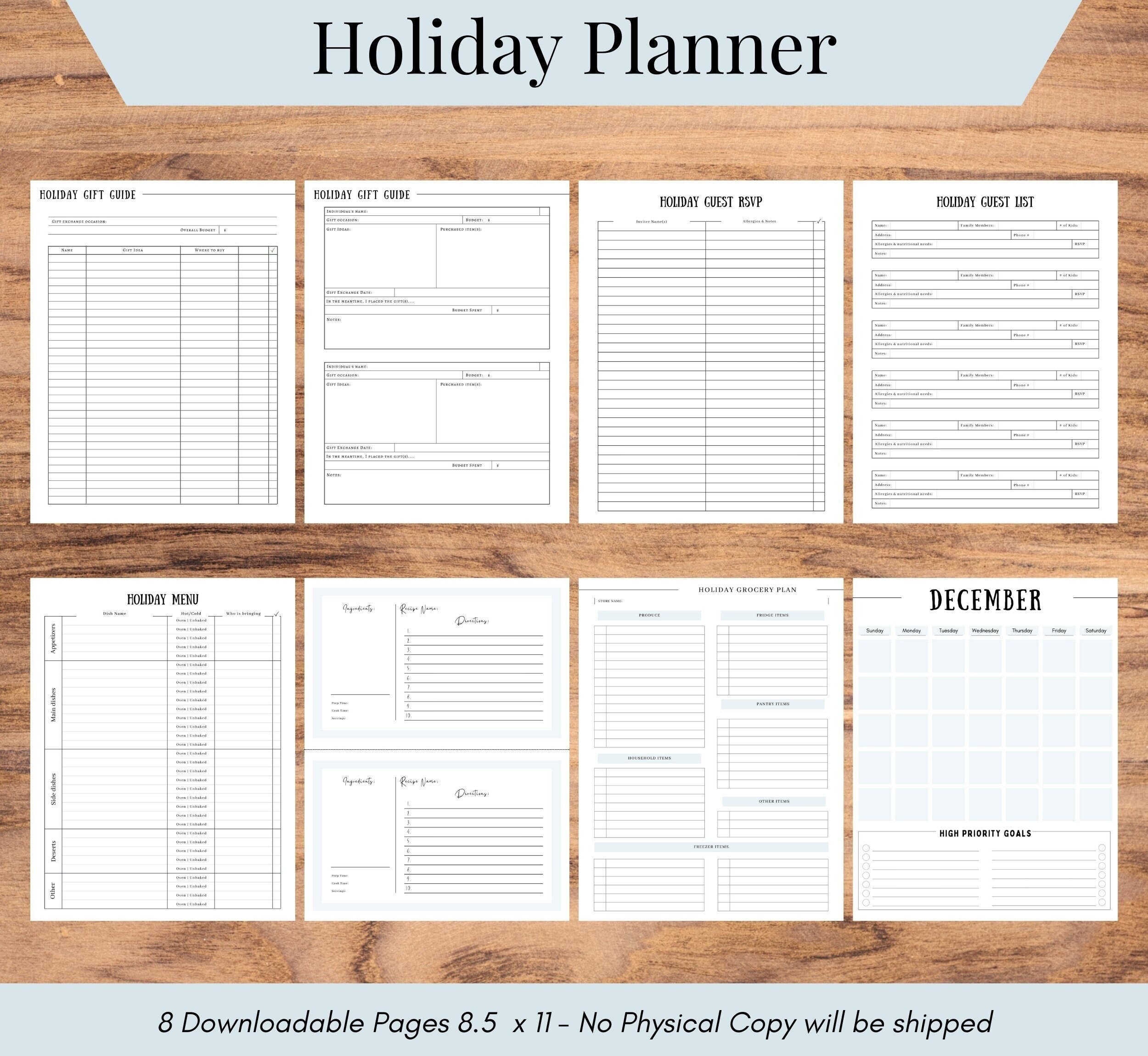 Holiday Party Planner Christmas Planner Family Meal - Etsy