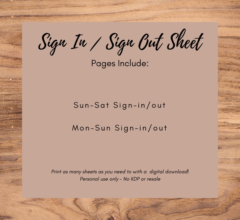 Sign-in & Sign-out Sheet, Sign-in Template, Sign- in Book, Daily Sign ...
