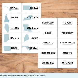 United States Capital Matching Game- Educational Lesson Activities ...