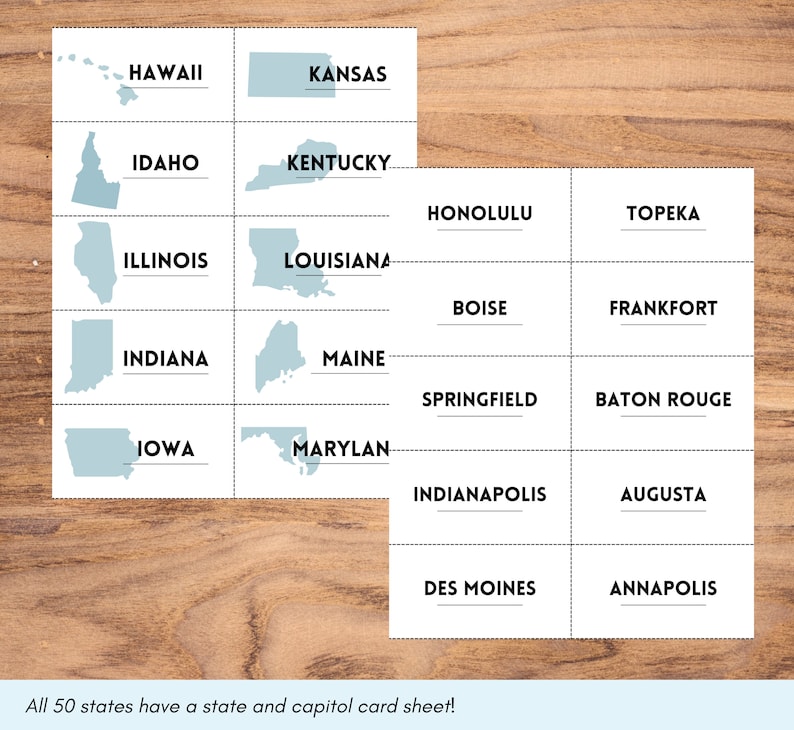 United States Capital Matching Game Educational Lesson Activities ...