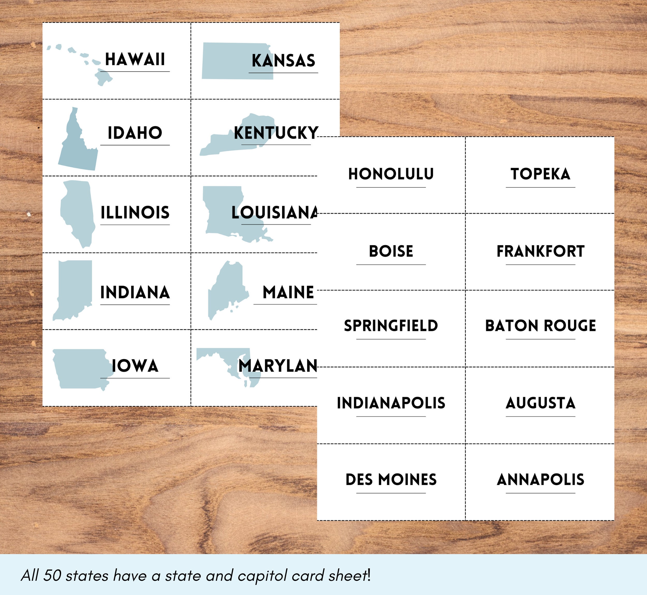 United States Capital Matching Game Educational Lesson Activities ...