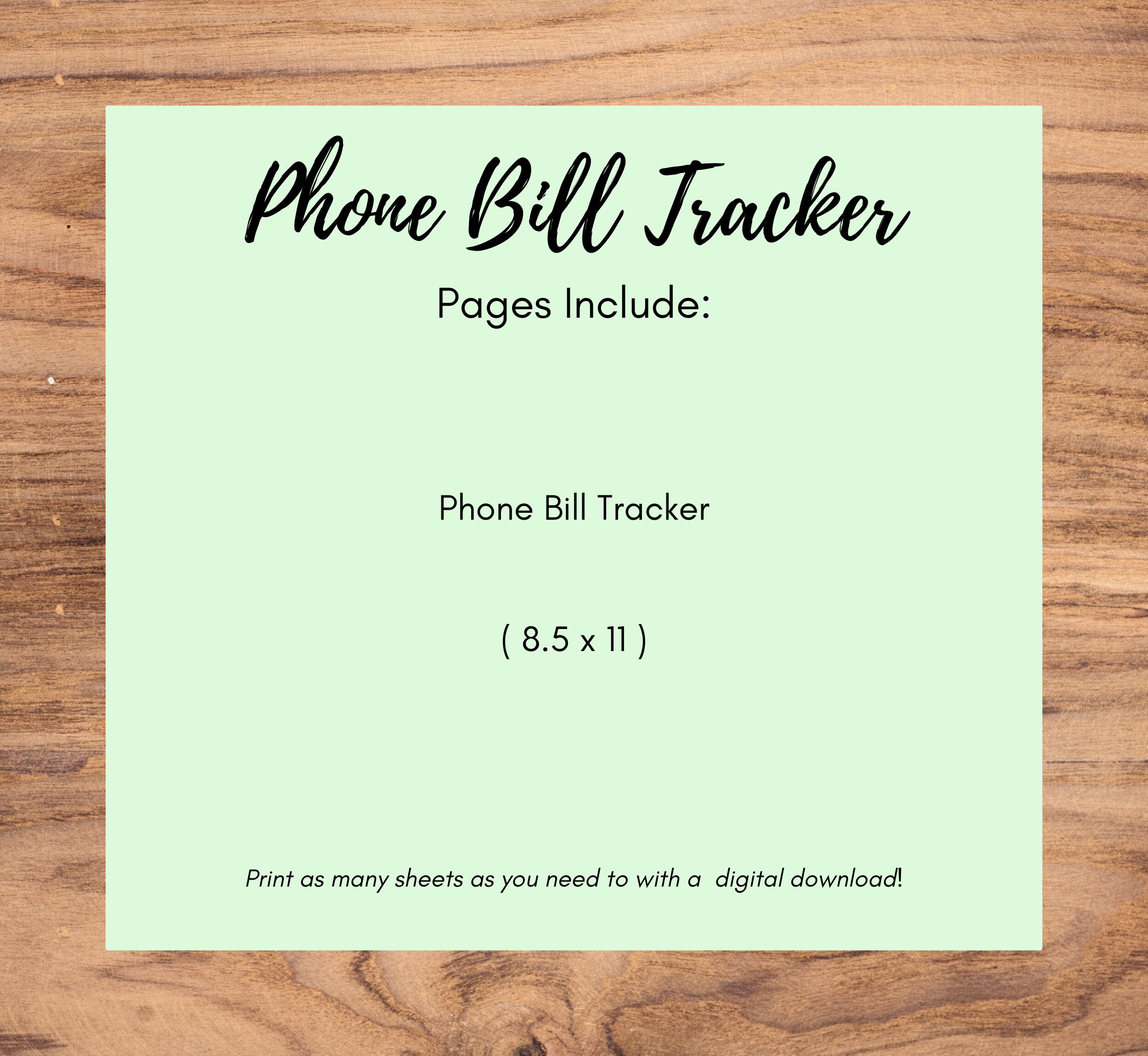 Phone Bill Tracker Printable, Cell Phone Bill, Monthly Bill Payment ...