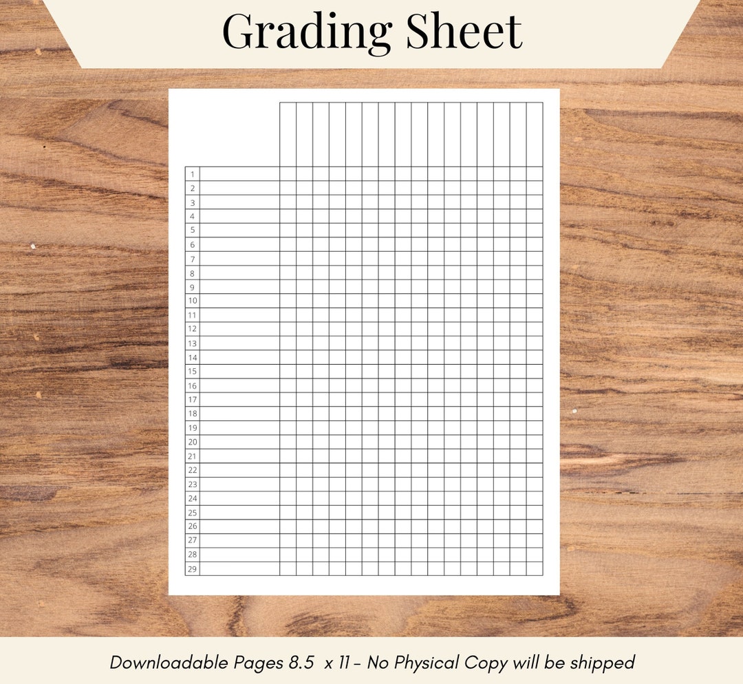 Printable Grade Book, Grade Sheet, 25-30 Class Sizes, Homeschool Grade ...