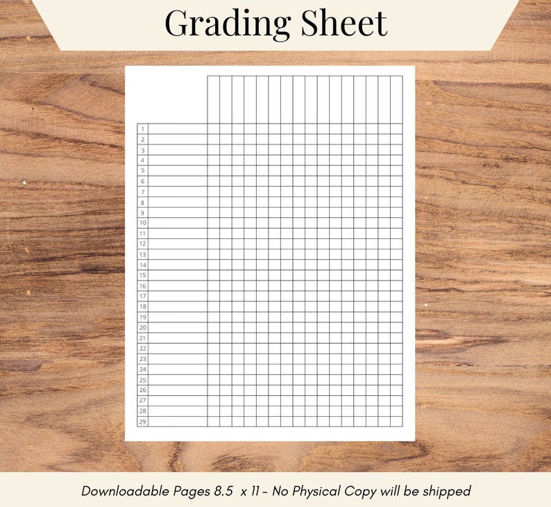 Printable Grade Book, Grade Sheet, 25-30 Class Sizes, Homeschool Grade ...