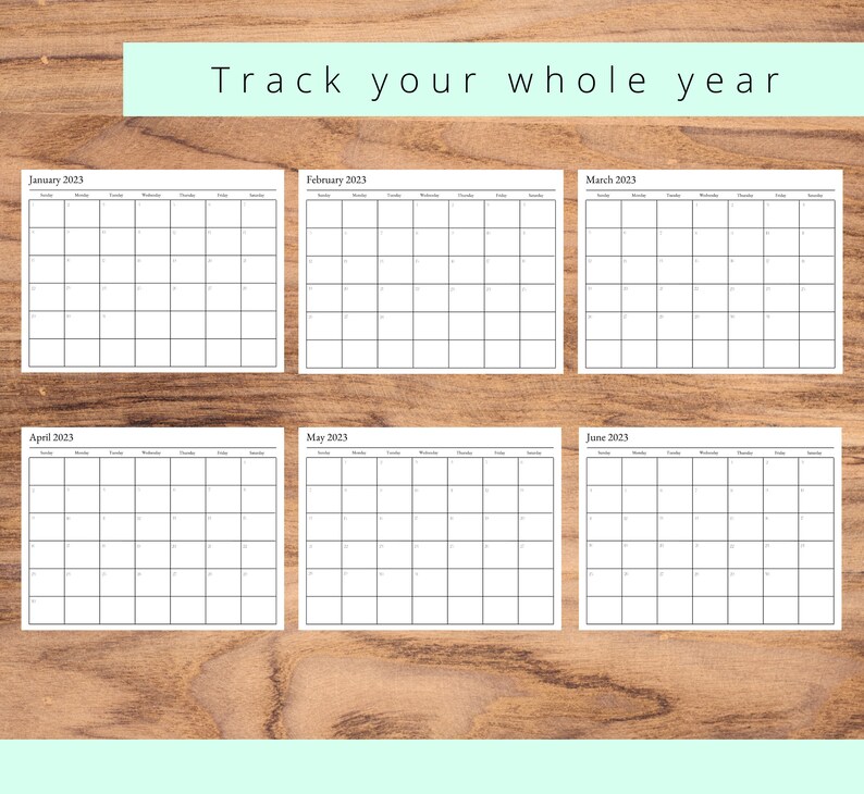 January- December 2023 Calendar, Landscape 2023 Calendar, 2023 Planner ...