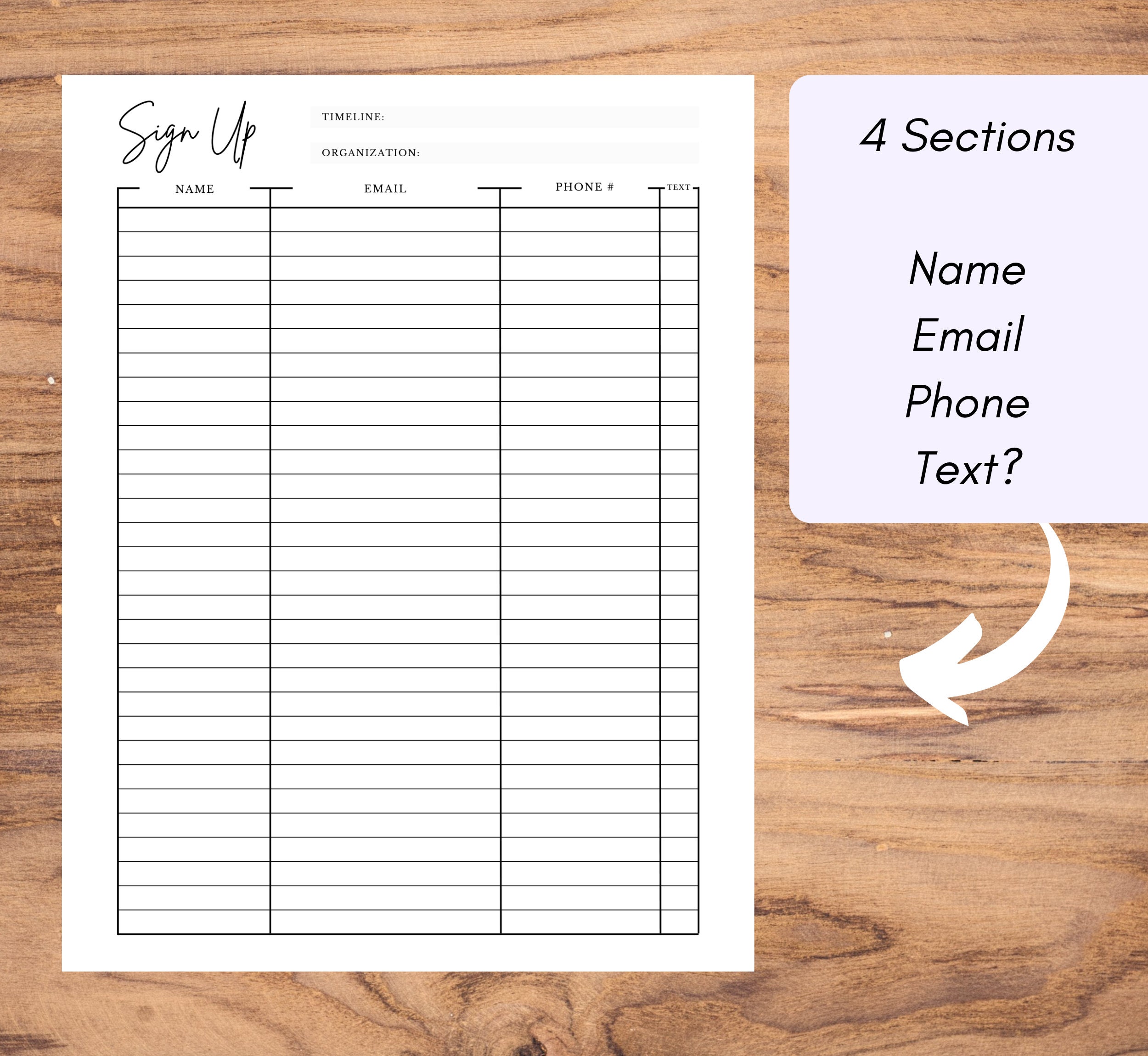 Sign up Sheet, Organization Sign up Sheet, Email Sign Up, Grassroot ...