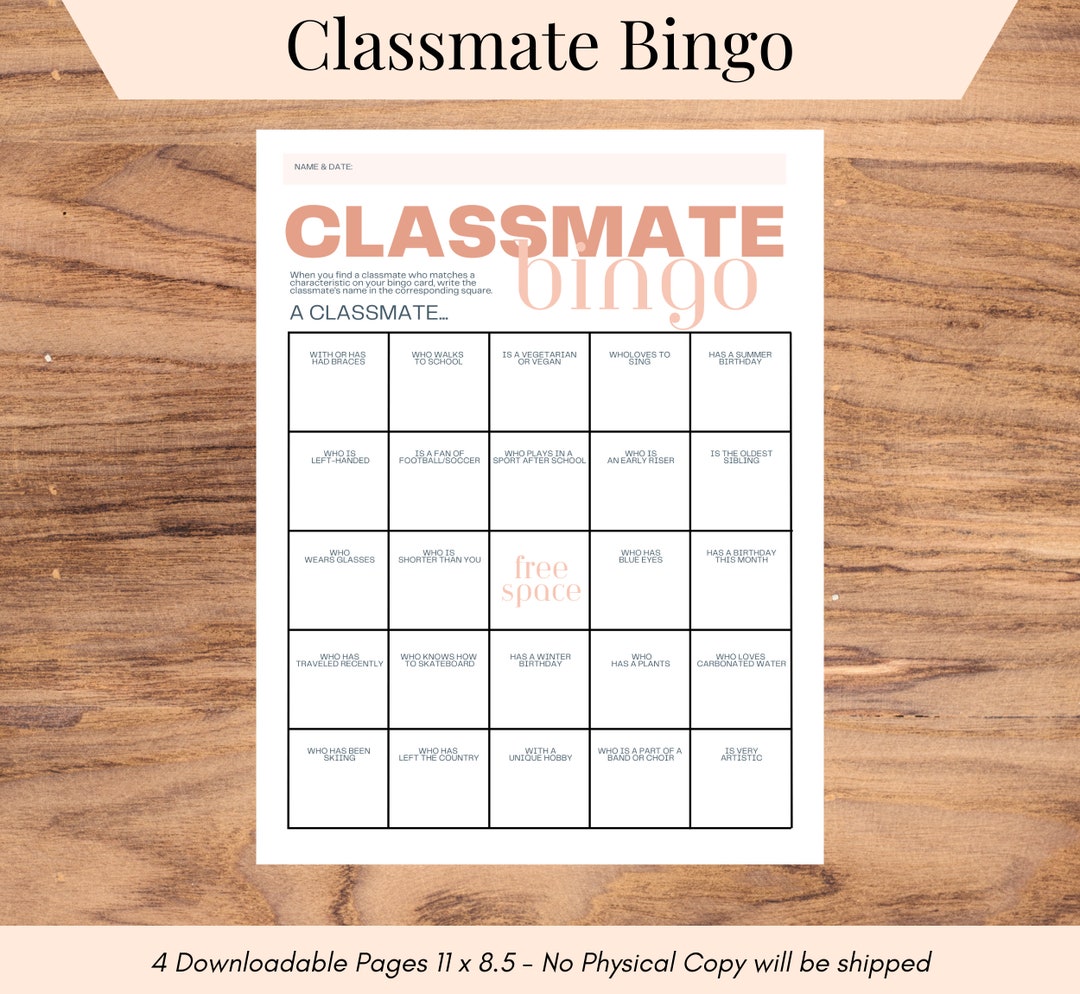 Classmate Bingo, Fun Classroom Games, Get to Know Your Classmate ...
