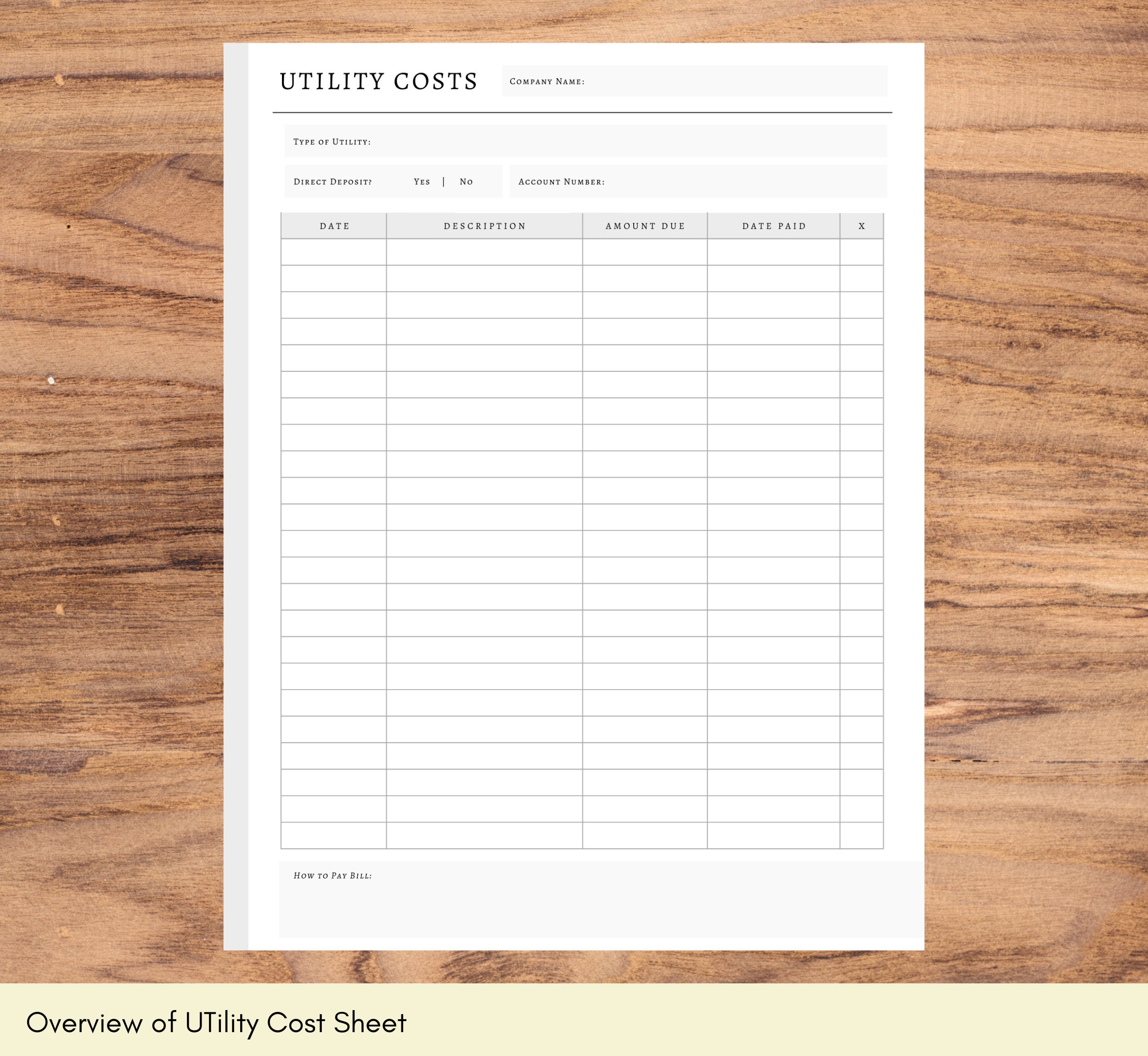 Utility Costs Tracker Printable, Bill Payment, Bill Planner Printable ...