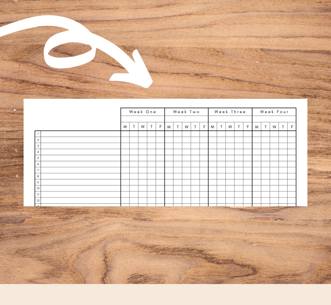 Attendance Sheet Monthly Attendance Sheet Attendance Log - Etsy