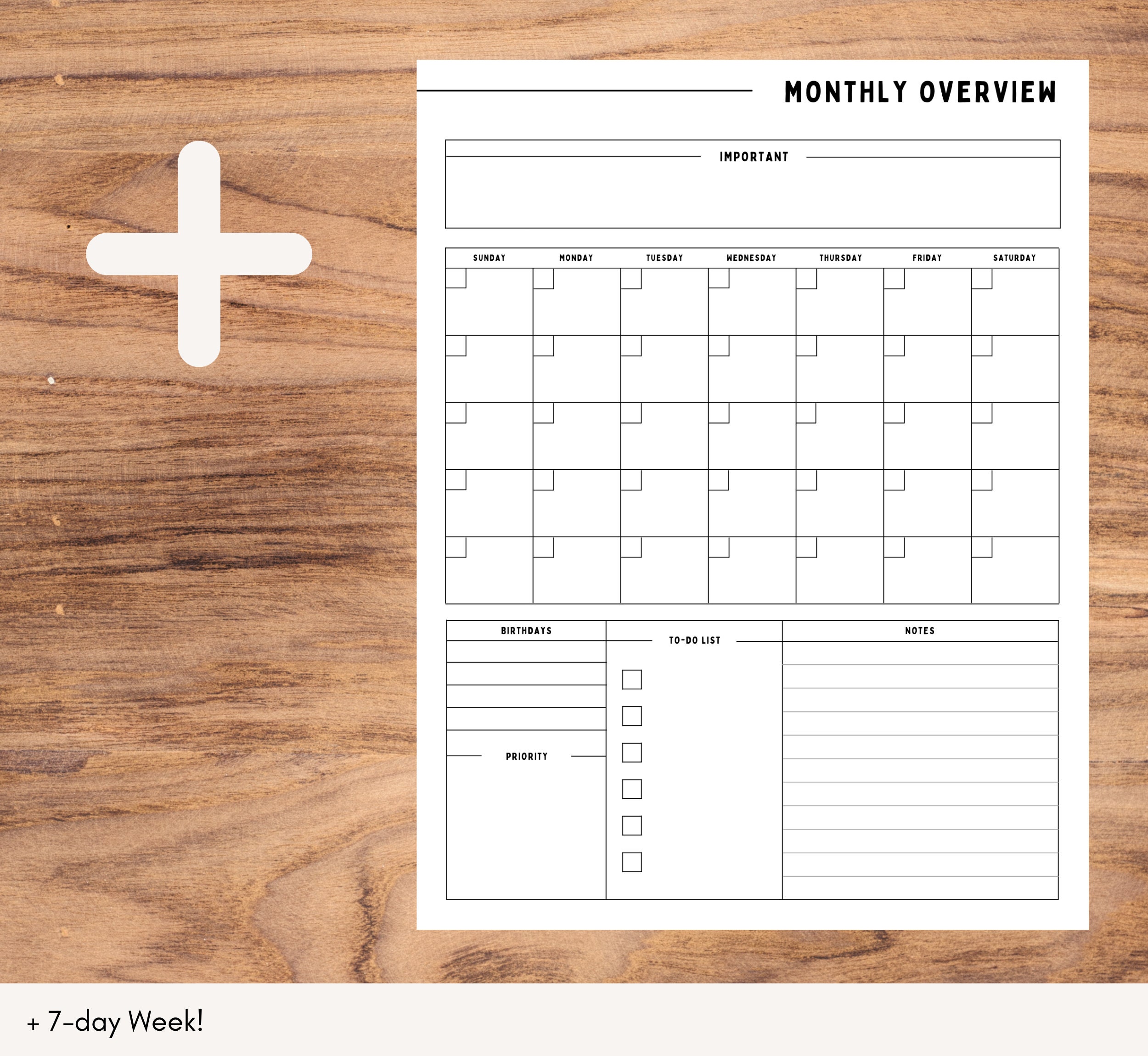 Undated Monthly Planner Printable, Month Calendar, Yearly Overview ...
