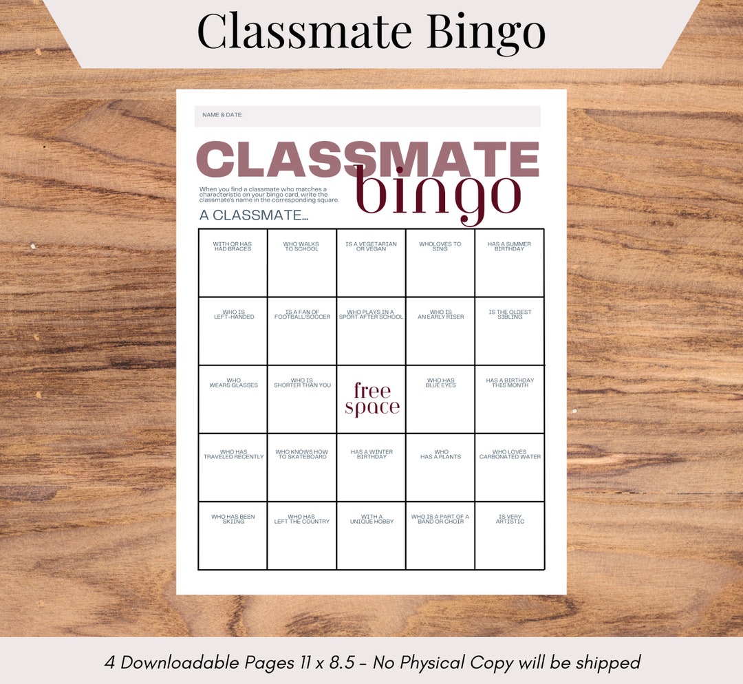 Classmate Bingo, Fun Classroom Games, Get to Know Your Classmate ...