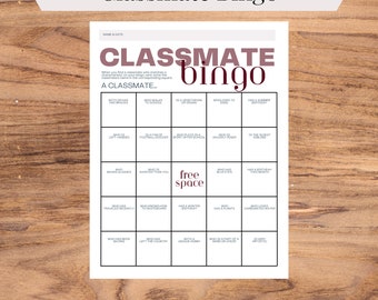 Classmate Bingo Get to Know Your Classmates Game PDF Instant Download ...