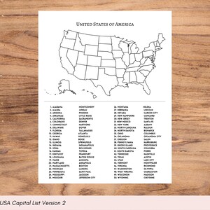USA Capital Lesson Plan Activities, Educational Matching Game, State ...