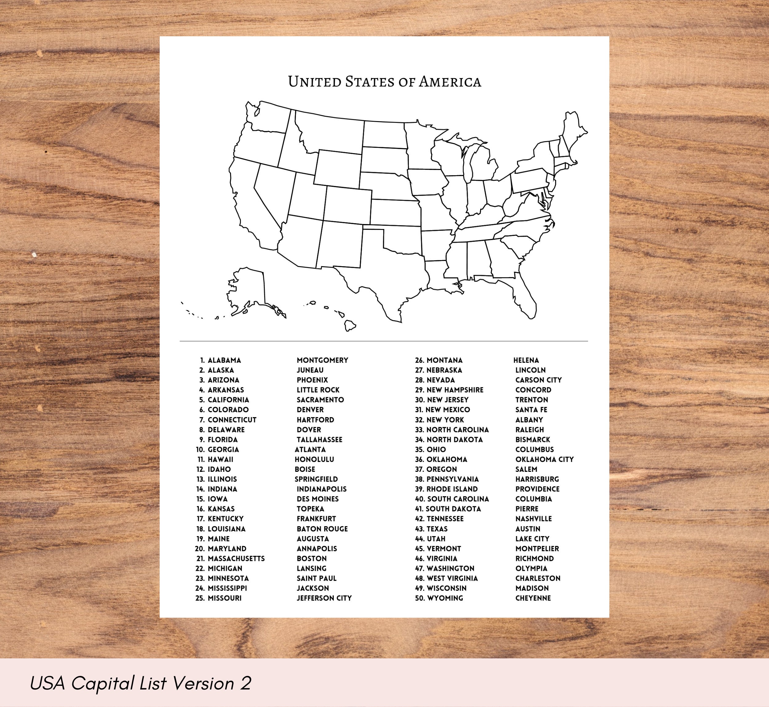 USA Capital Lesson Plan Activities, Educational Matching Game, State ...