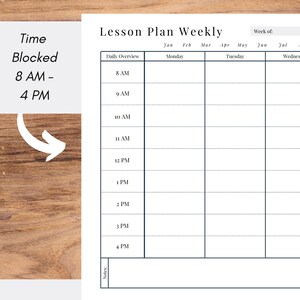 Weekly Lesson Plan Overview, Printable Time Blocked Lesson Plan ...