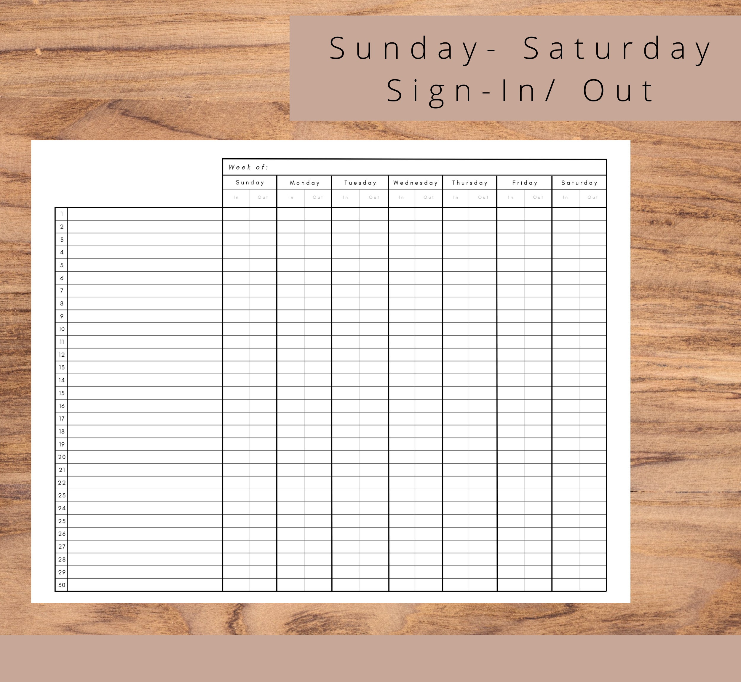 Sign-in & Sign-out Sheet, Sign-in Template, Sign- in Book, Daily Sign ...