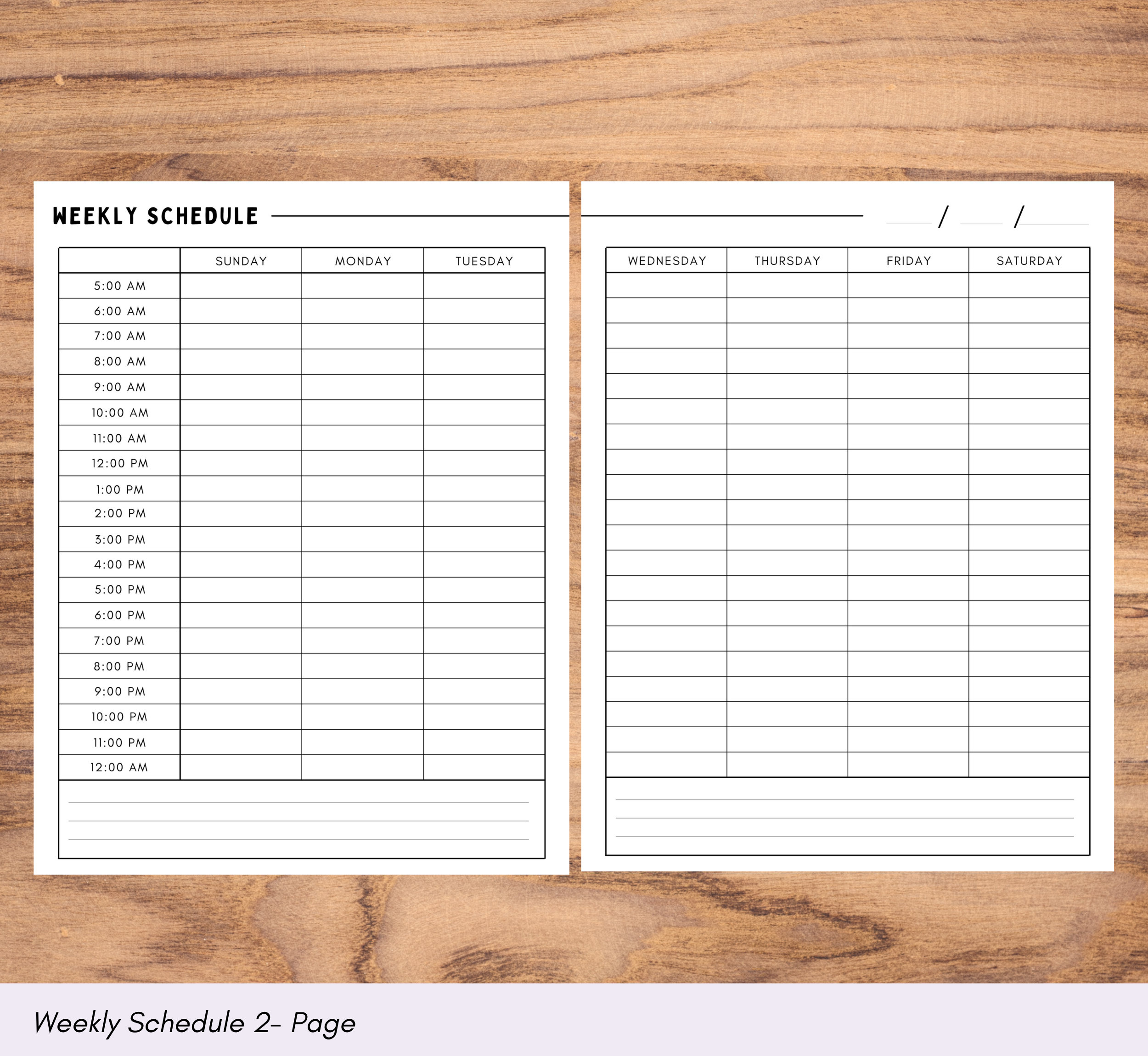 Weekly Schedule 2 Page Planner, Weekly Agenda Printable, Timetable ...