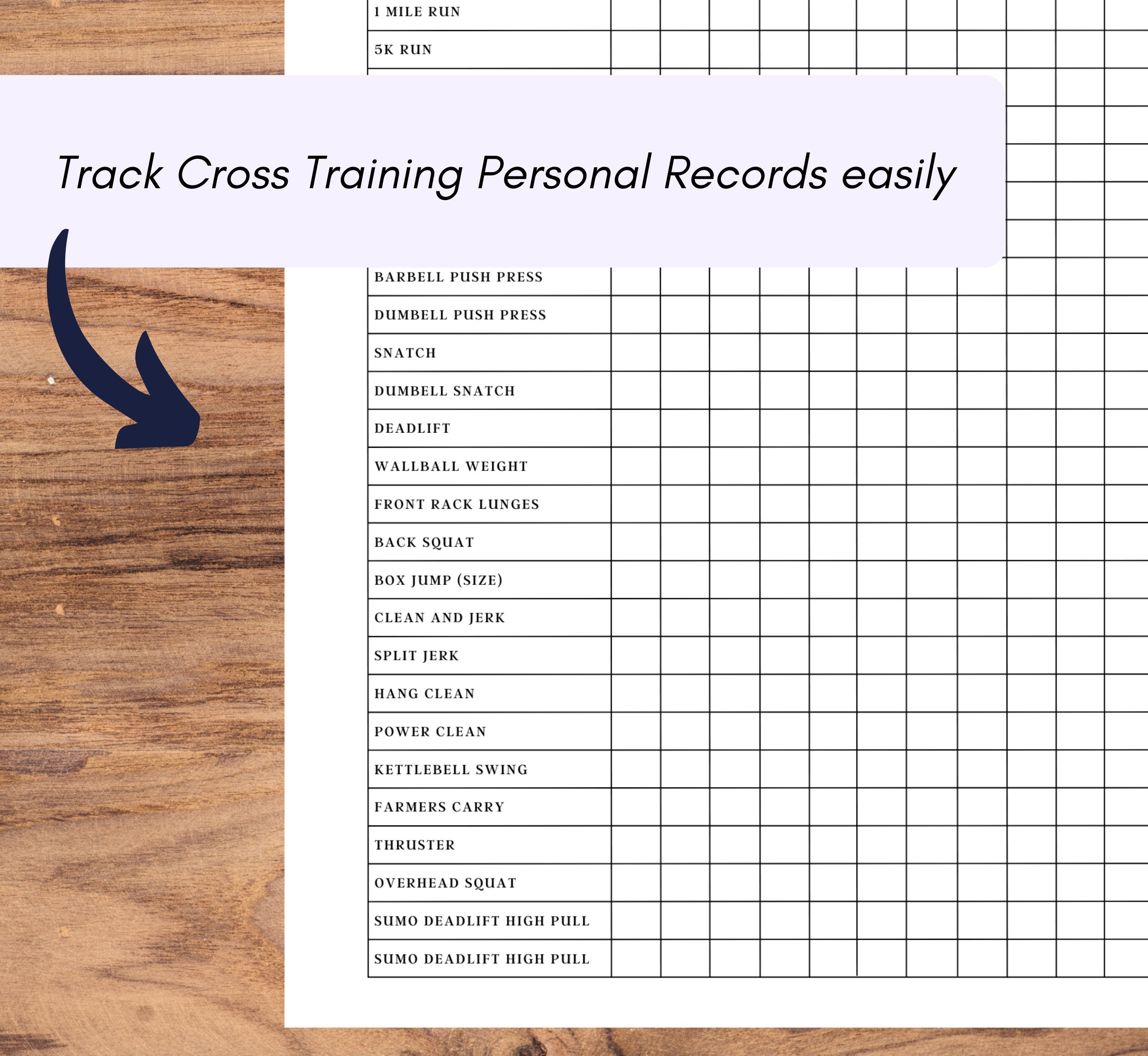 Cross Training Record Tracker, Fitness Goals, Strength Training ...