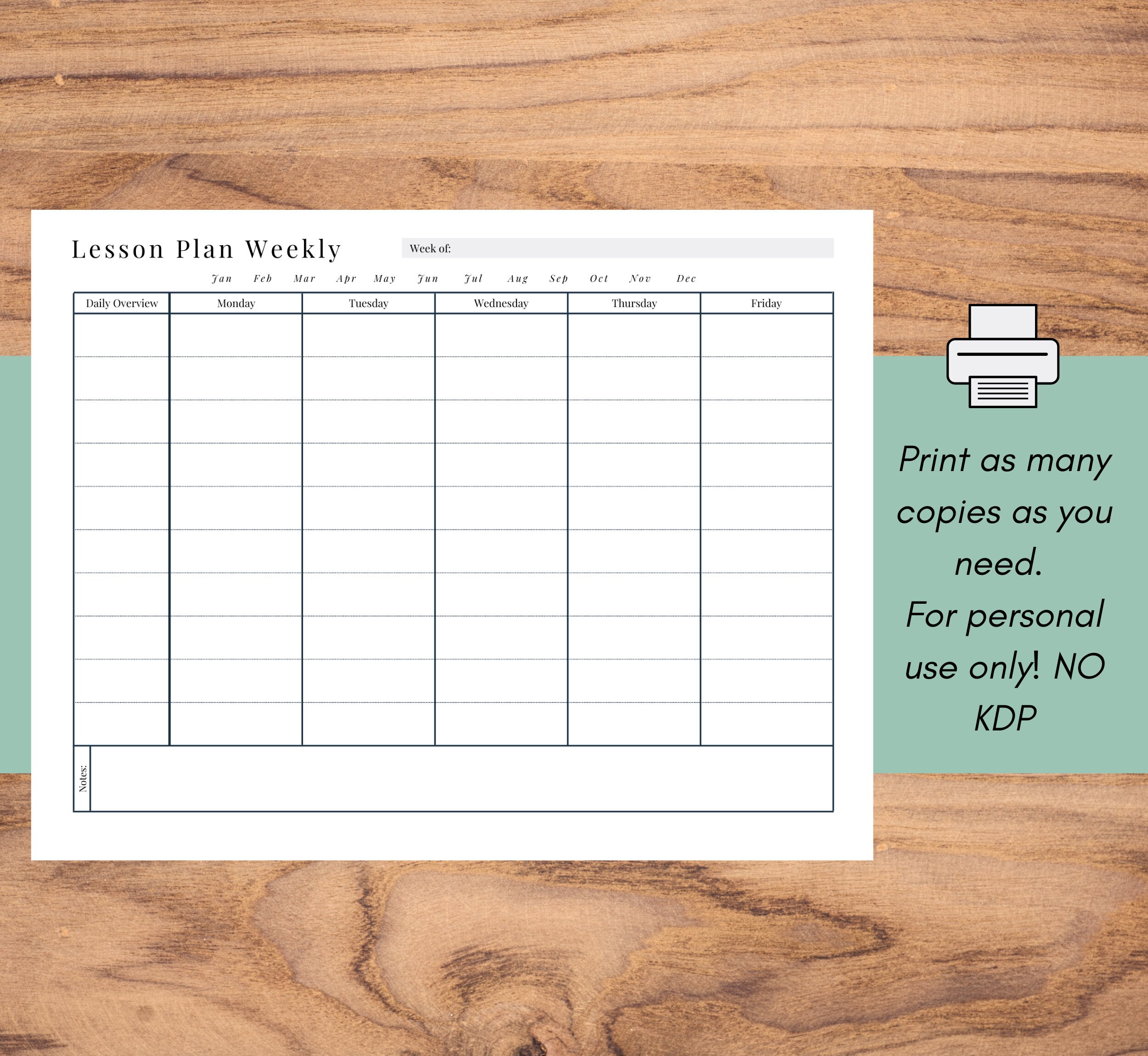 Weekly Lesson Planner Printable Template, Open Schedule Planner, Weekly ...