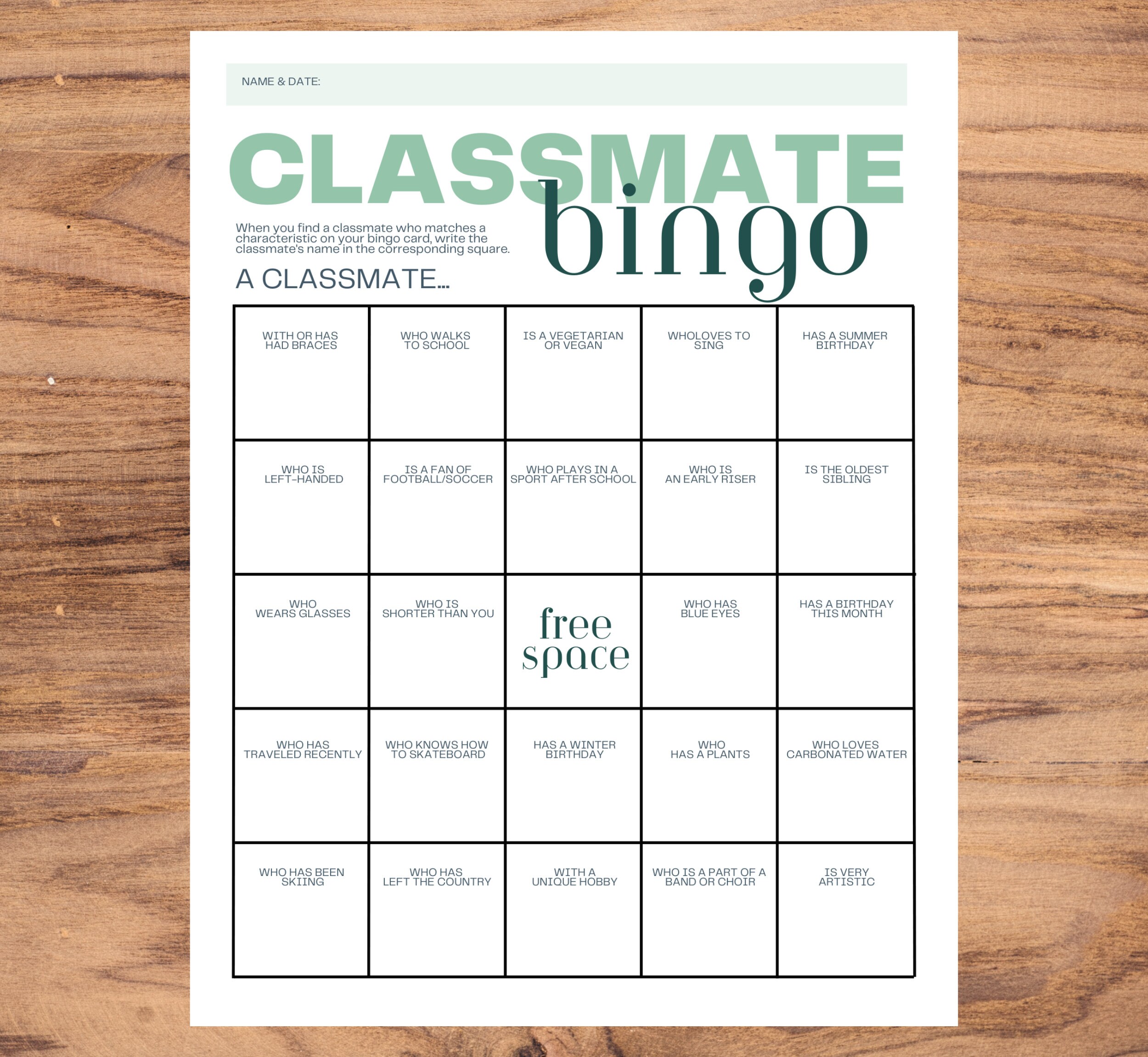 Classmate Bingo, Fun Classroom Games, Get to Know Your Classmate ...