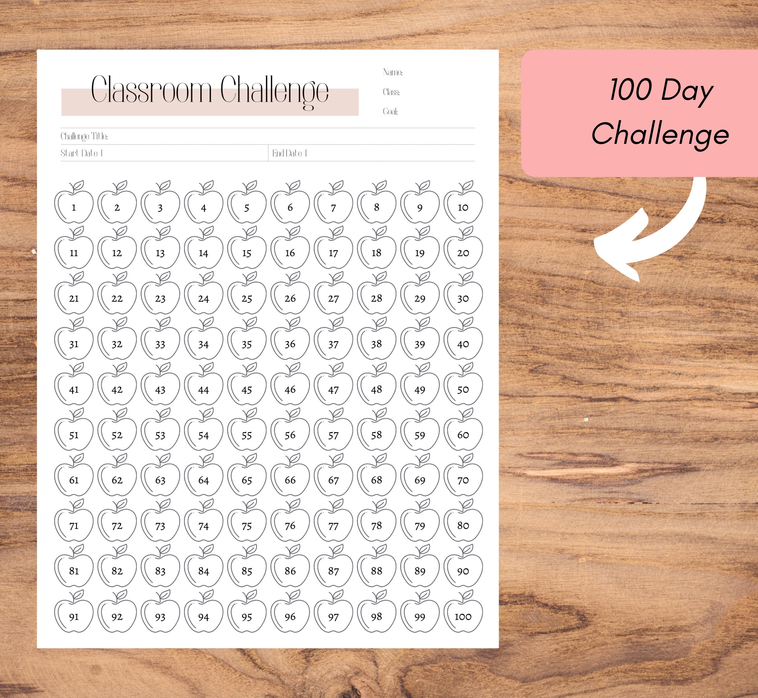 Classroom Challenge 30-day 90-day & 100-day Classroom - Etsy