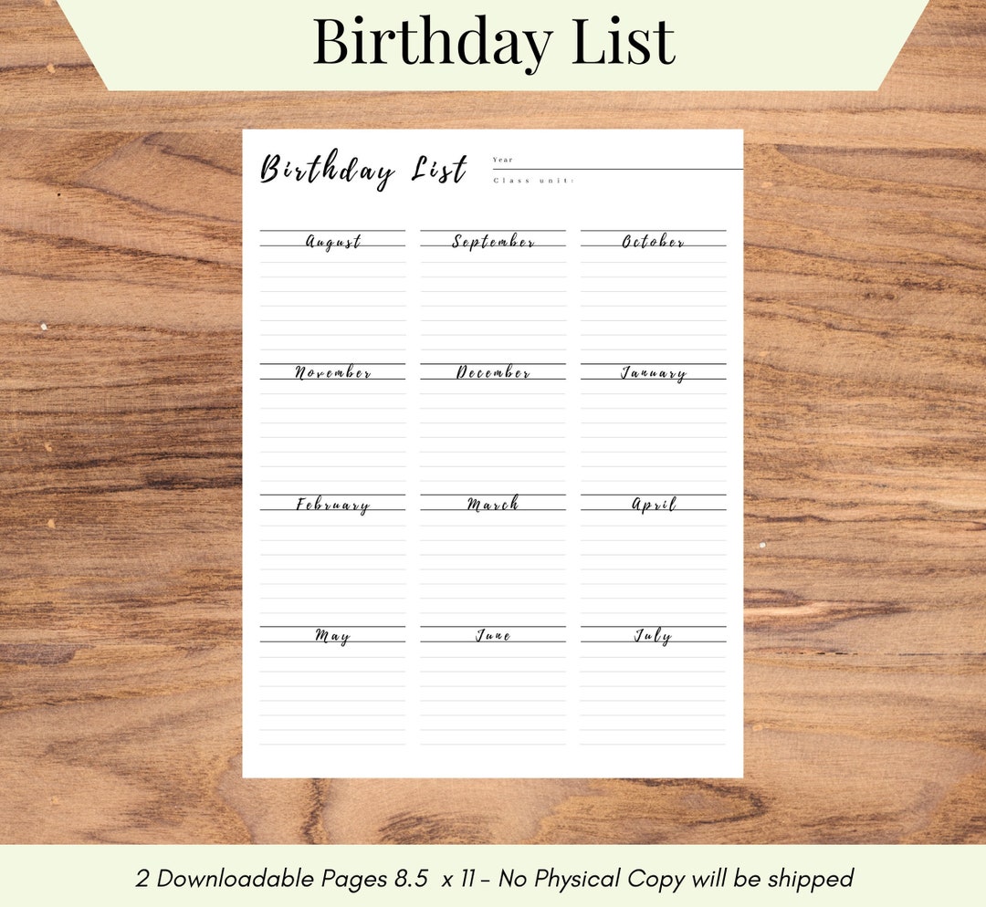 Birthday Tracker, Classroom Birthday List, Classroom Tools, Birthday ...