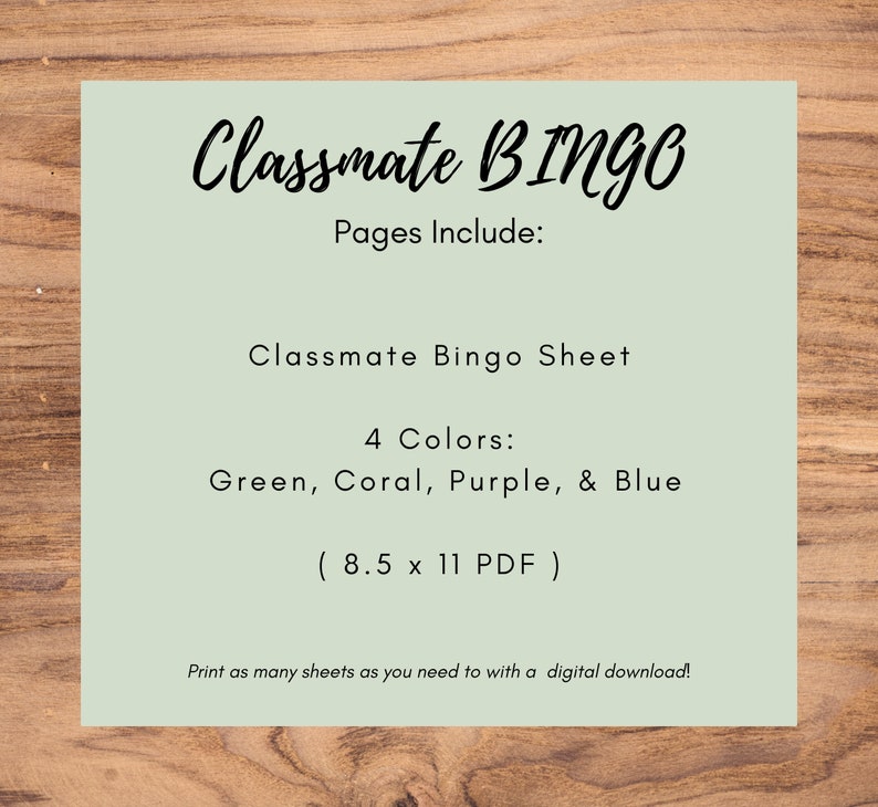 Classmate Bingo, Fun Classroom Games, Get to Know Your Classmate ...