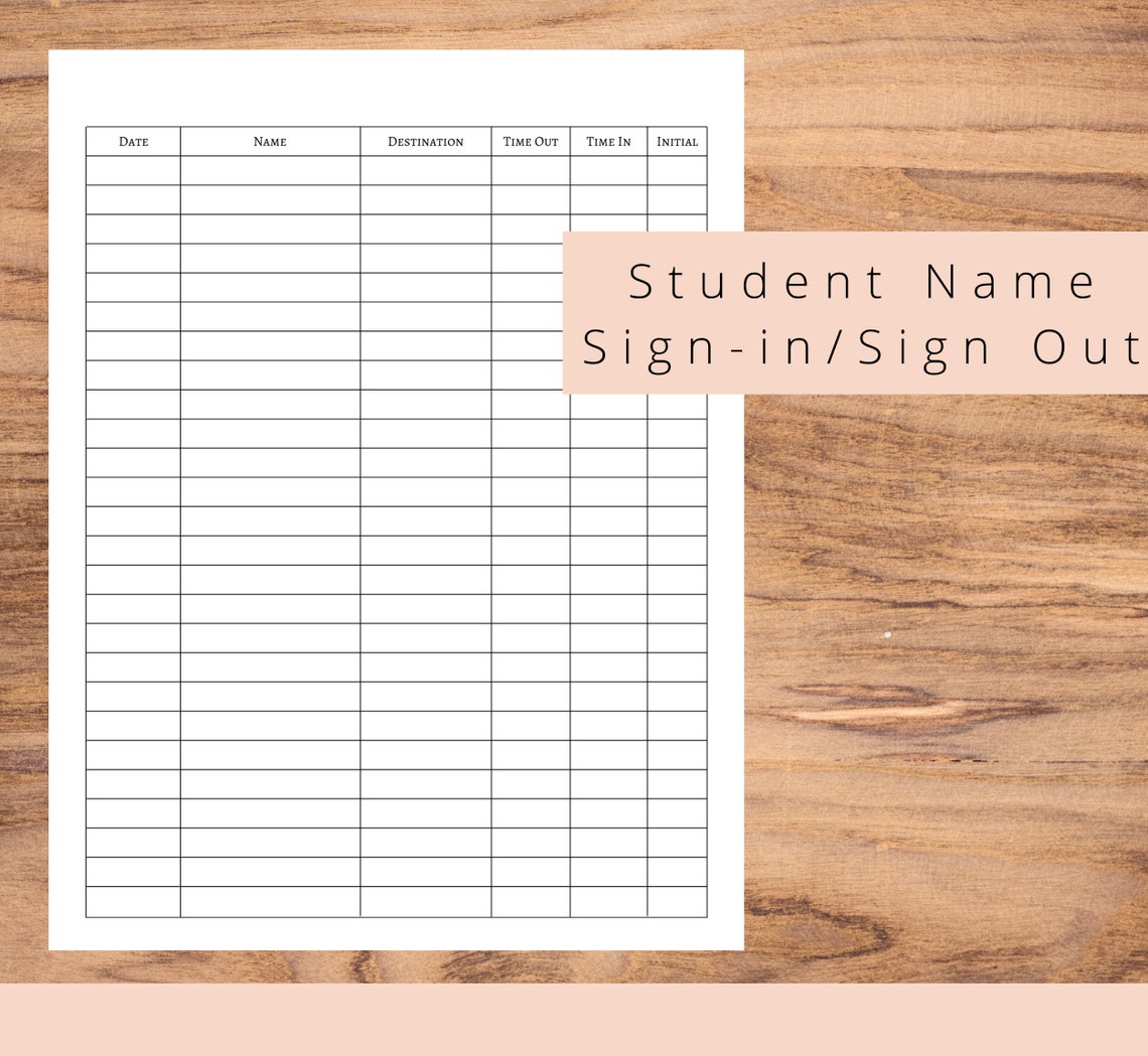 Sign-in / Sign- Out Sheet for Classroom, Sign-in, Sign-out, Homeschool ...