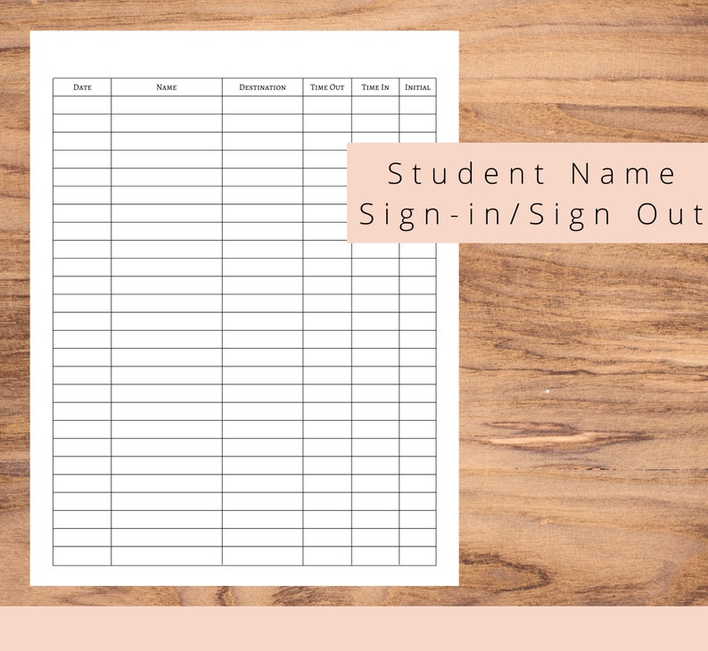 Sign-in / Sign- Out Sheet for Classroom, Sign-in, Sign-out, Homeschool ...