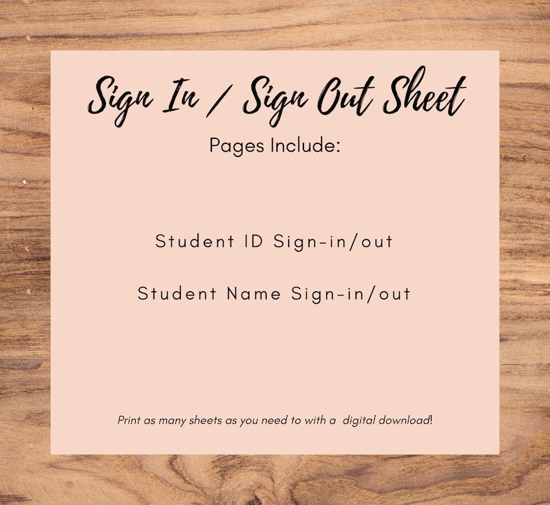 Sign-in / Sign- Out Sheet for Classroom, Sign-in, Sign-out, Homeschool ...