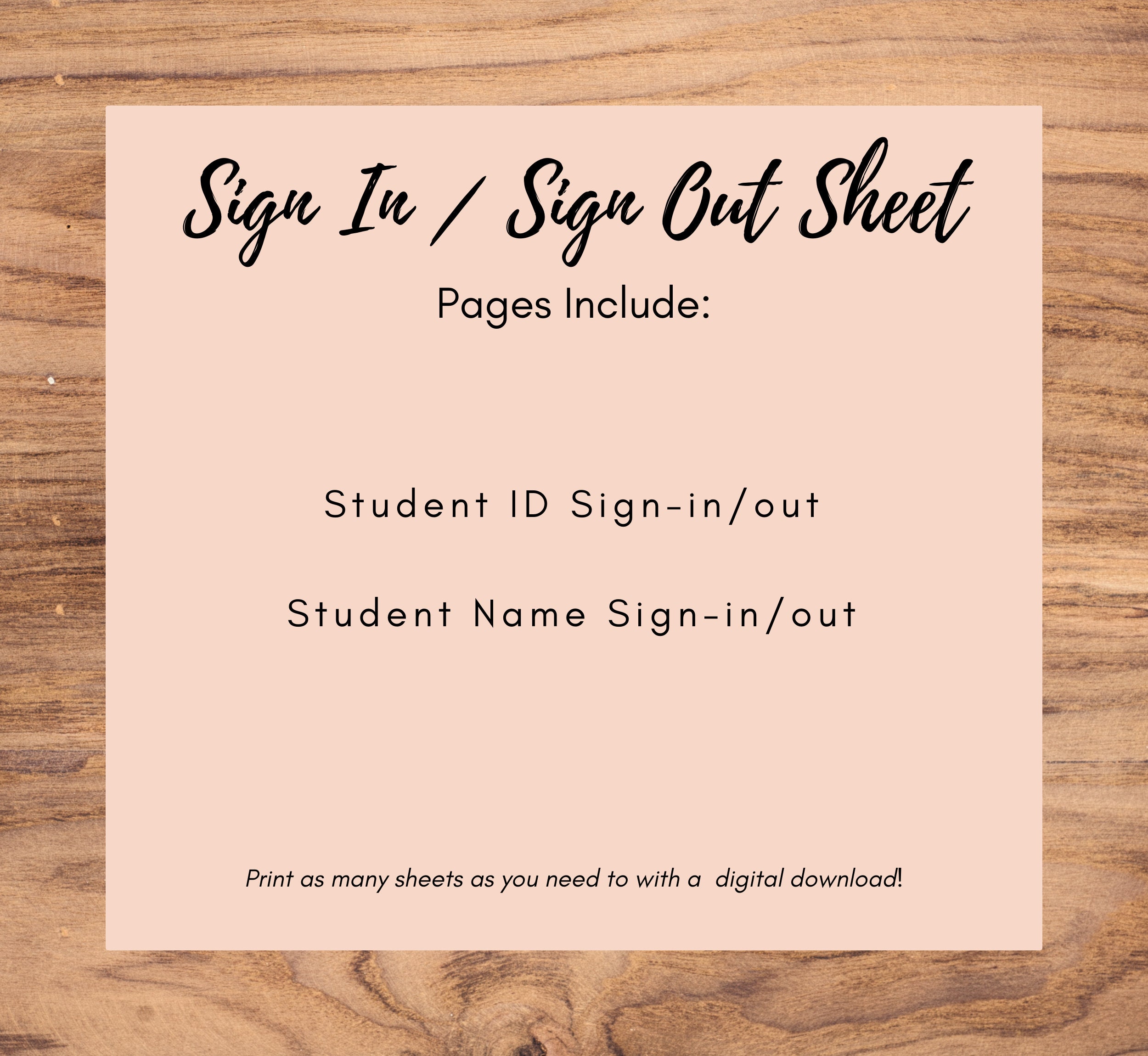 Sign-in / Sign- Out Sheet for Classroom, Sign-in, Sign-out, Homeschool ...