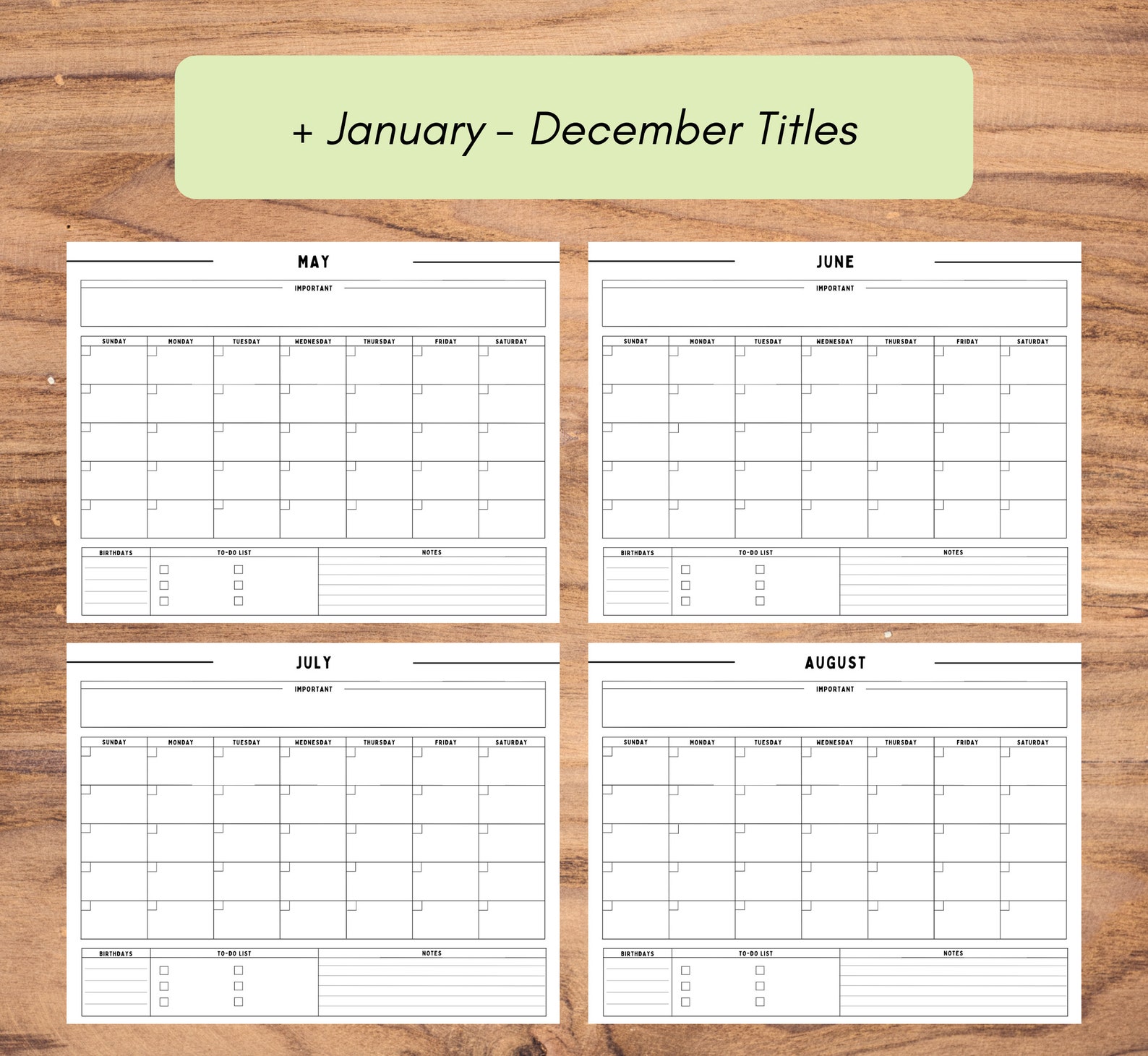 7-day Monthly Planner Printable, Month Calendar, Yearly Overview, Month ...