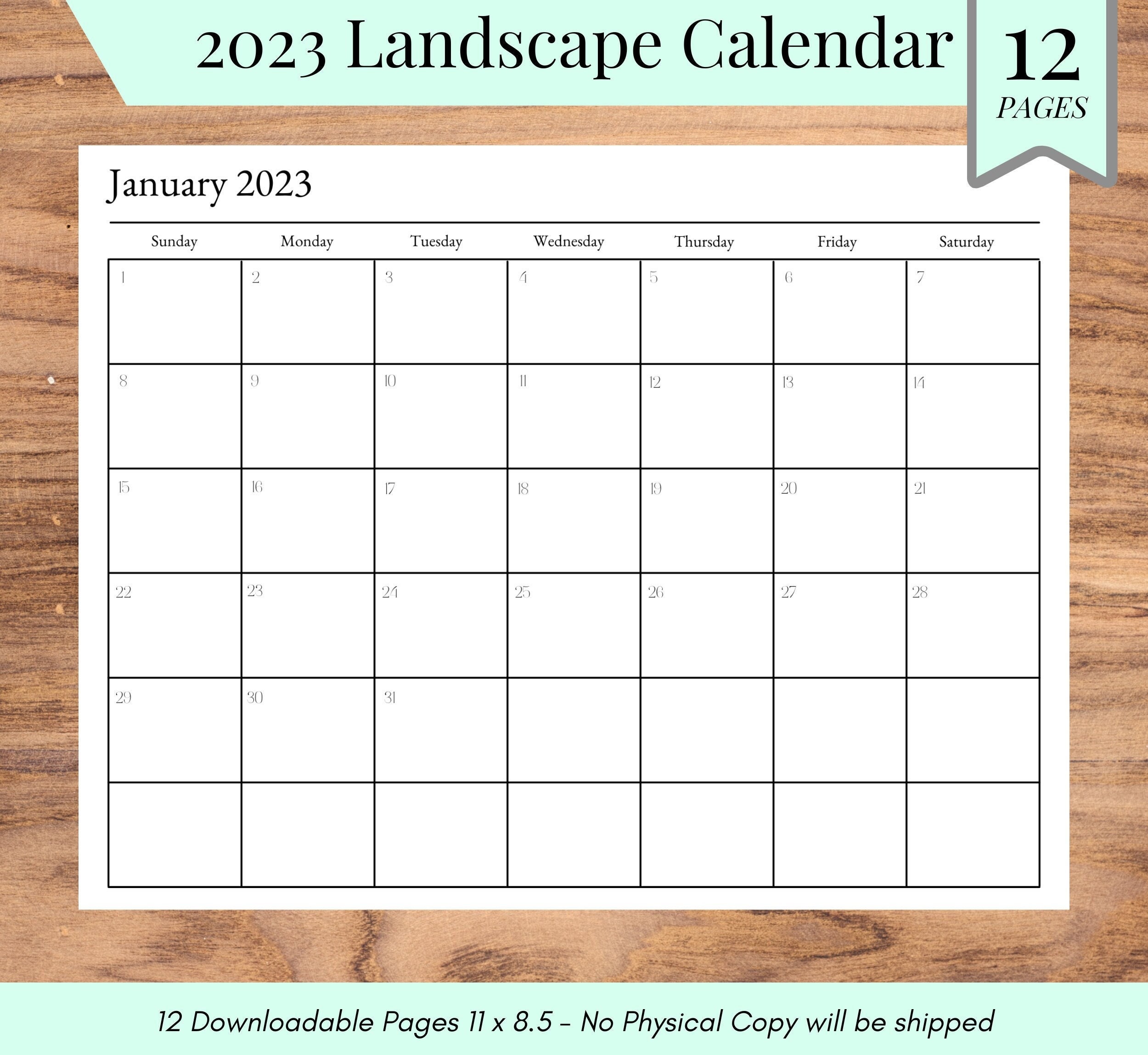 January December 2023 Calendar Landscape 2023 Calendar 2023 - Etsy