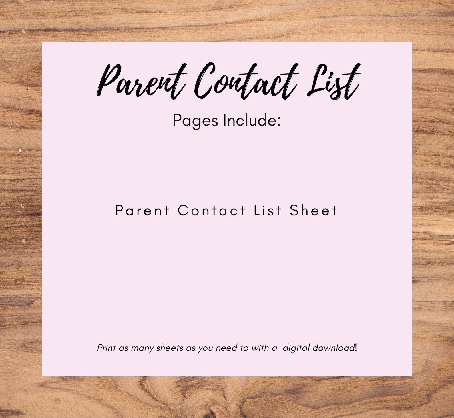 Parent Contact List, Parent Contact Form, Parent Teacher Conference ...