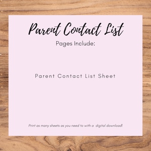 Parent Contact List, Parent Contact Form, Parent Teacher Conference ...