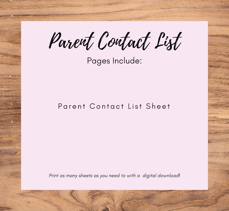Parent Contact List, Parent Contact Form, Parent Teacher Conference ...