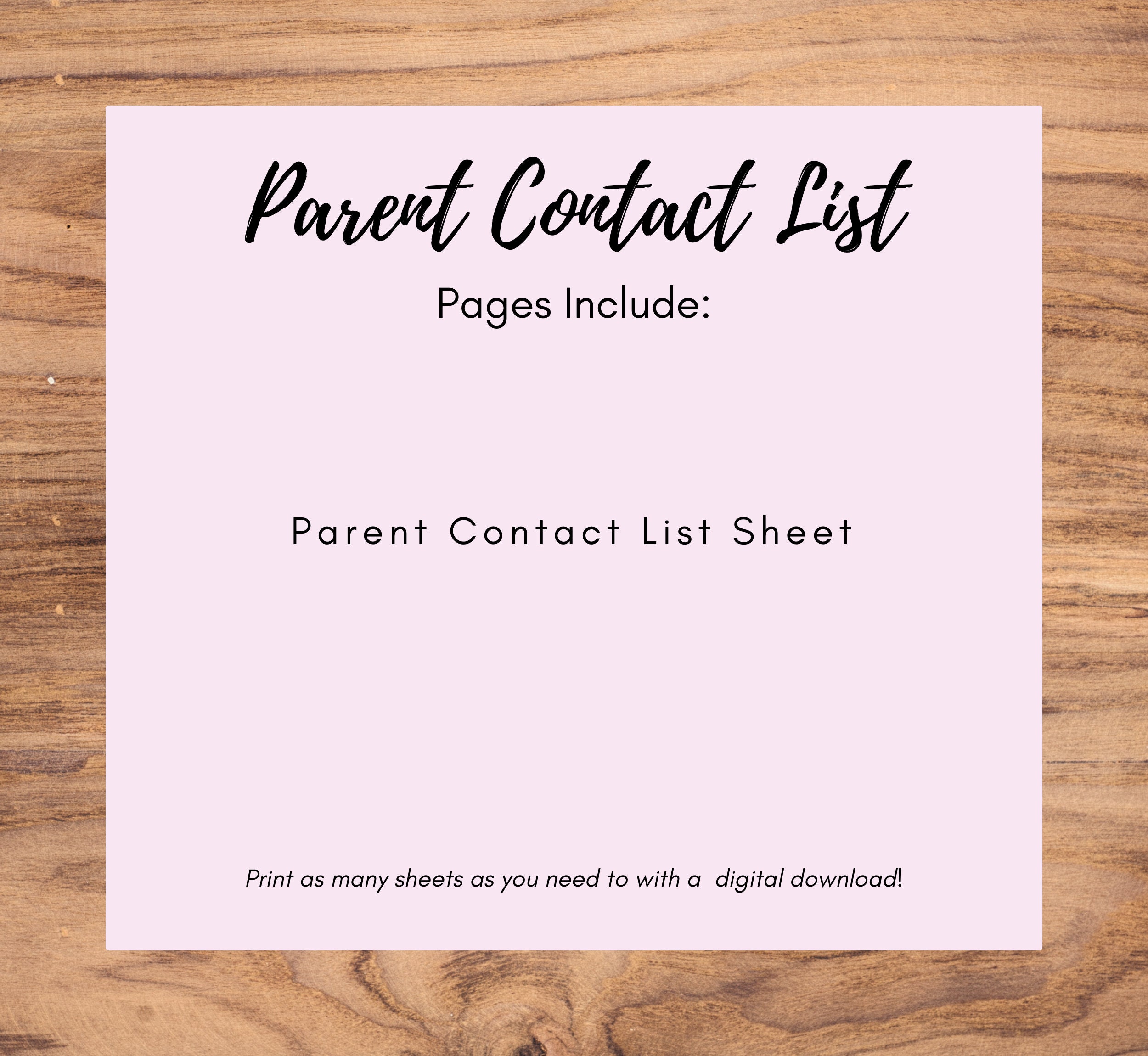Parent Contact List, Parent Contact Form, Parent Teacher Conference ...