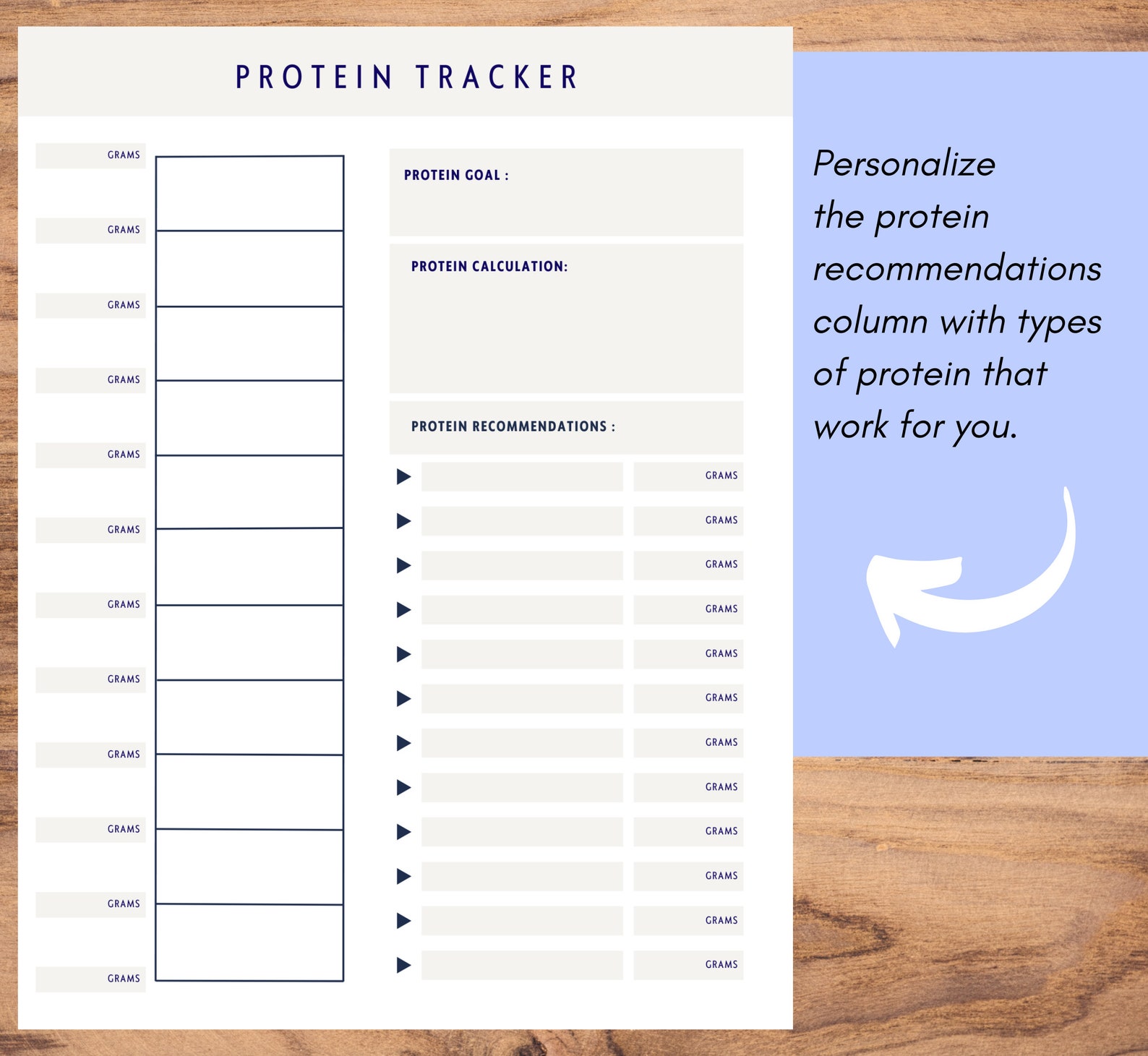 Protein Tracker Health and Nutrition - Etsy