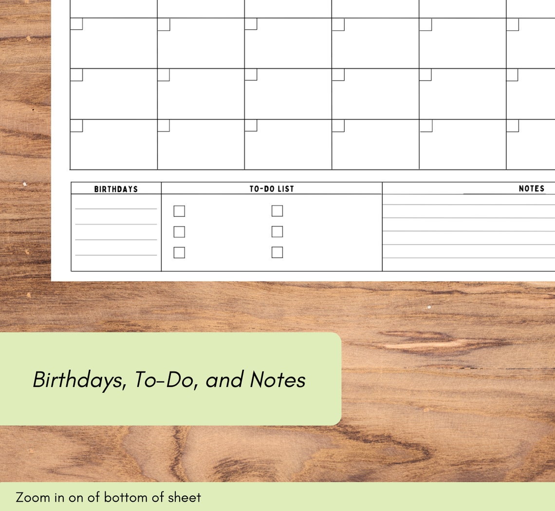 7-day Monthly Planner Printable Month Calendar Yearly - Etsy