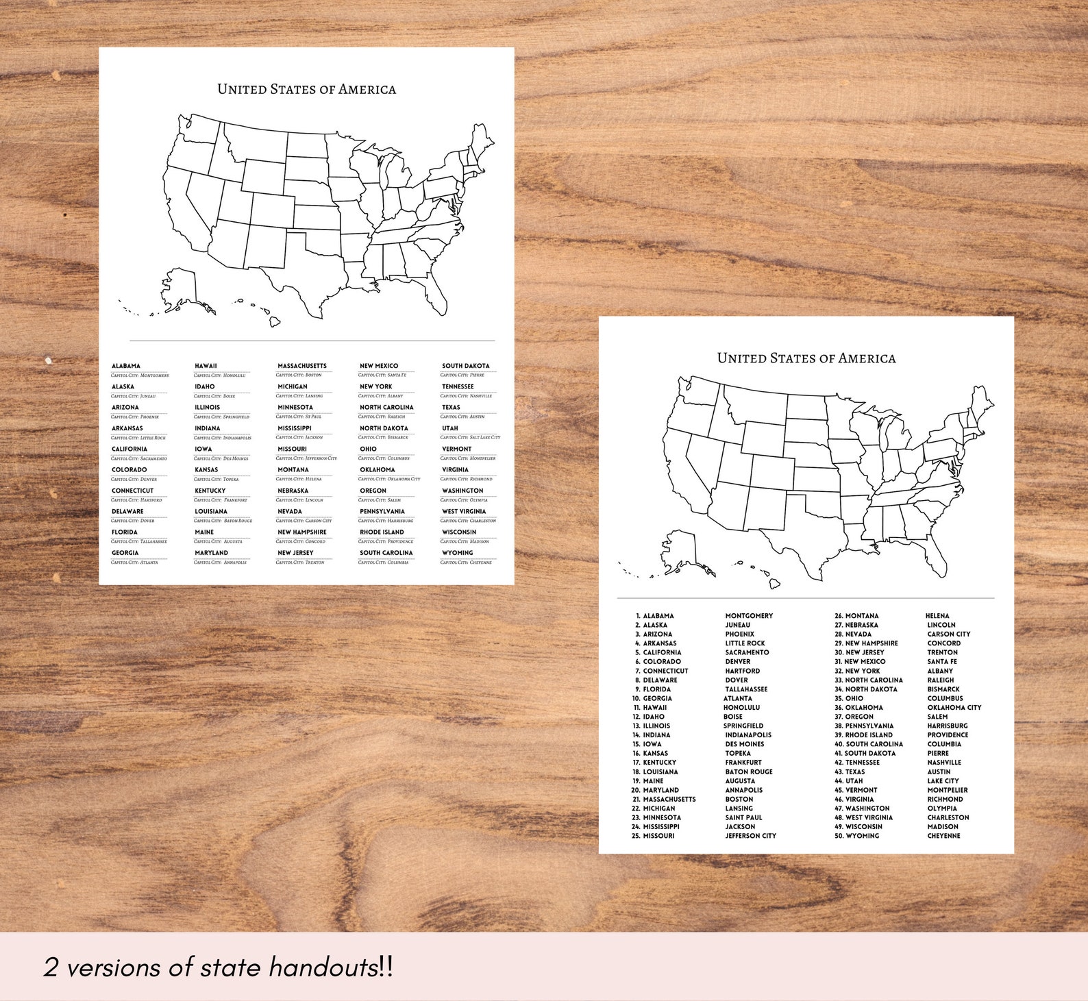 USA Capital Lesson Plan Activities, Educational Matching Game, State ...