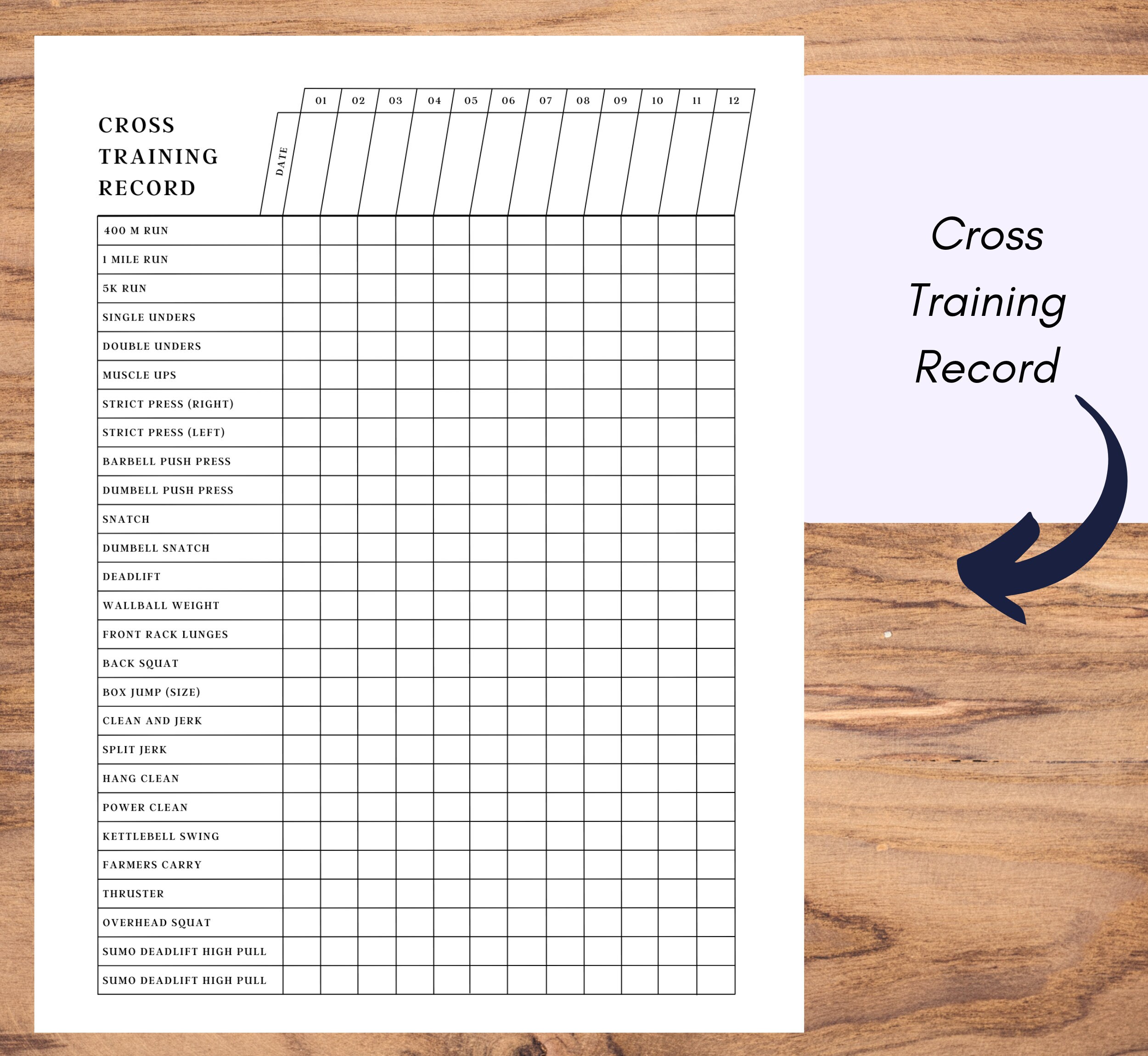 Cross Training Record Tracker, Fitness Goals, Strength Training ...