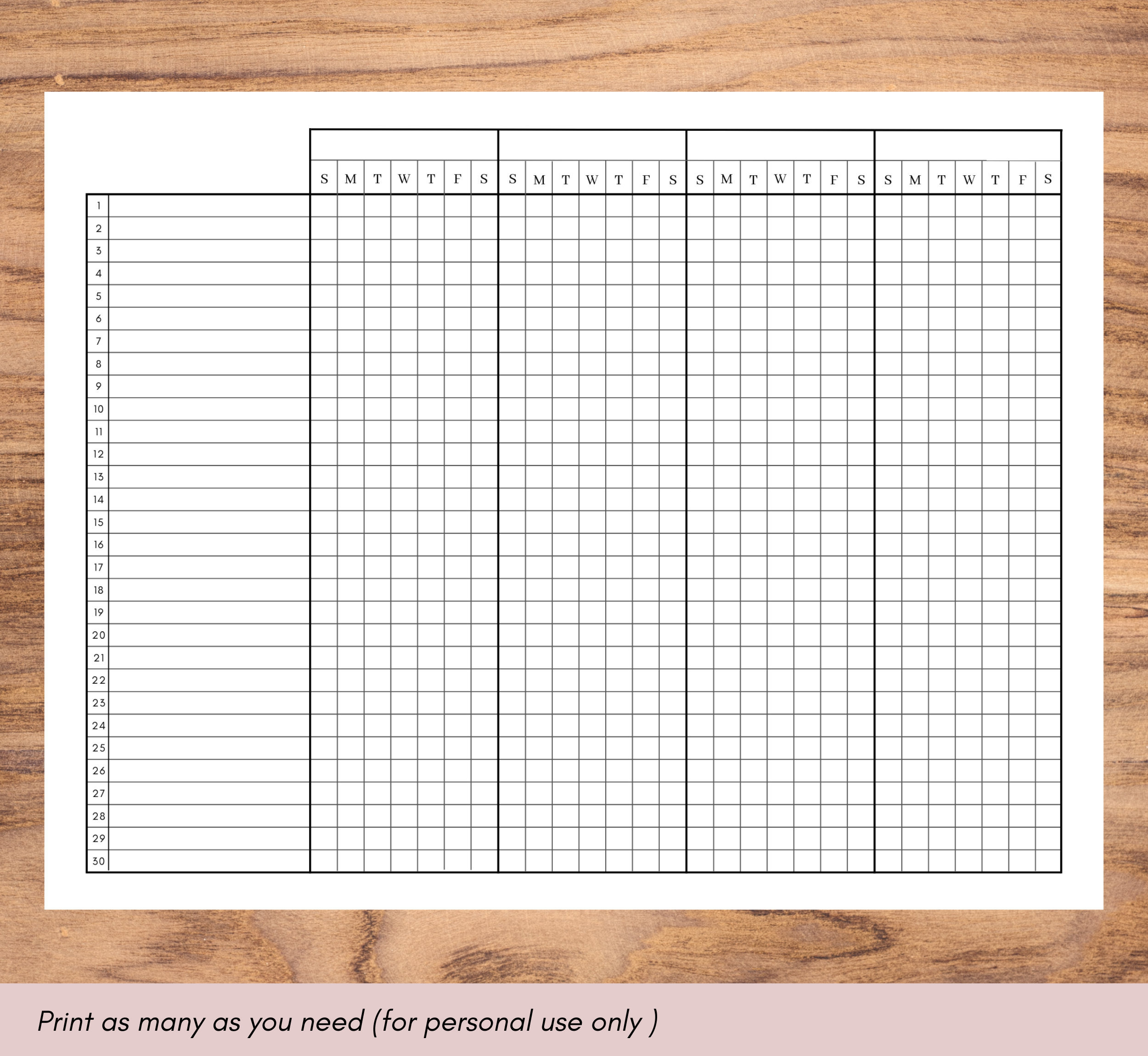 Attendance Sheet, Monthly Attendance Sheet, Attendance Log, Printable ...