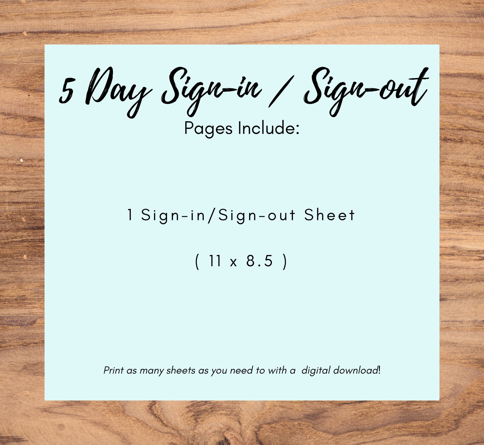 Mon-fri Sign-in Template, Printable Sign-in and Sign-out Sheet, Weekly ...