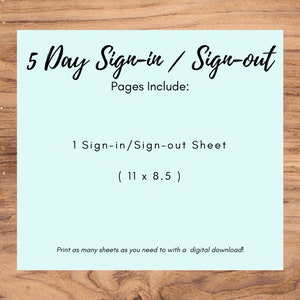 Mon-fri Sign-in Template, Printable Sign-in and Sign-out Sheet, Weekly ...