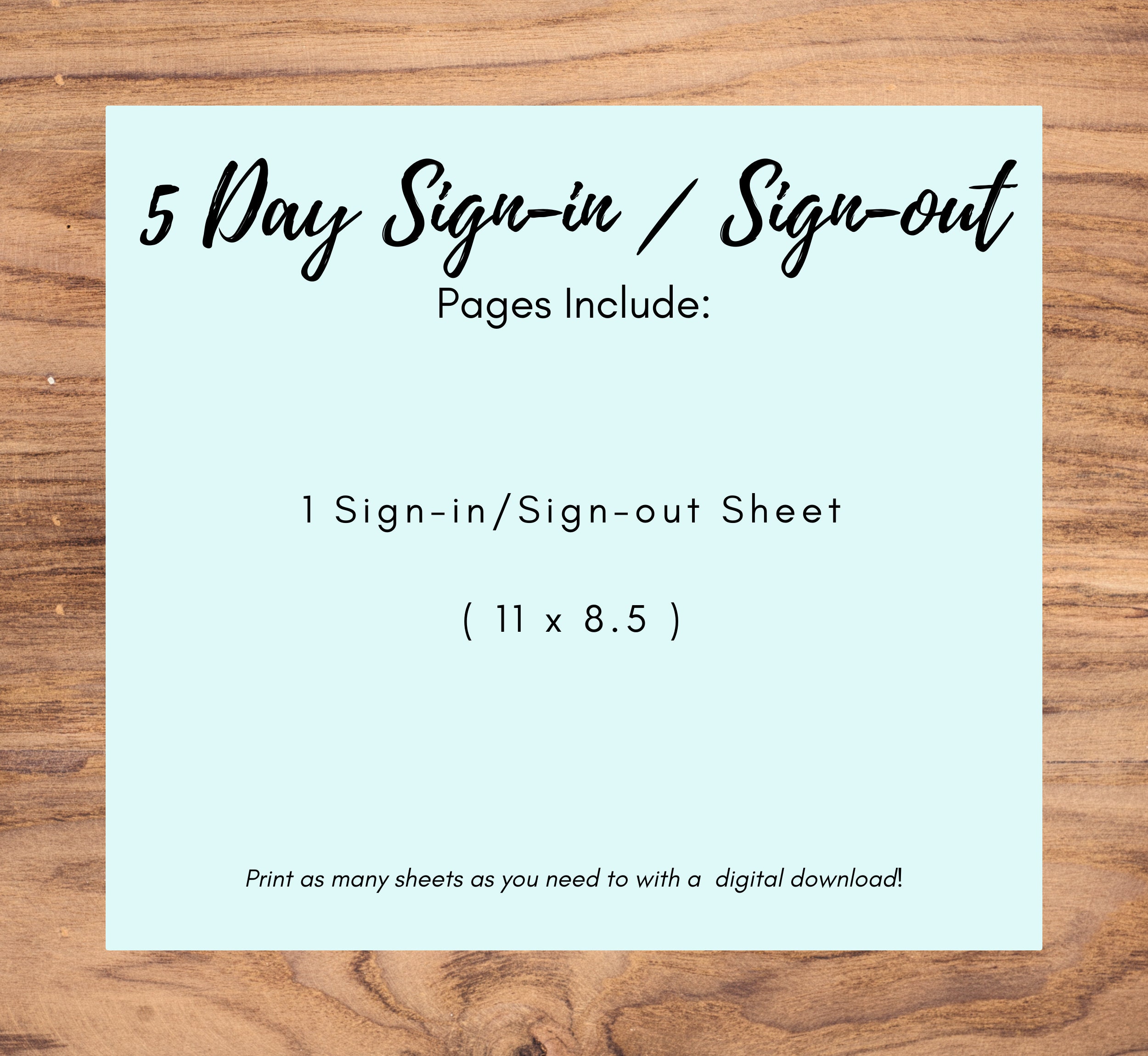 Mon-fri Sign-in Template, Printable Sign-in and Sign-out Sheet, Weekly ...