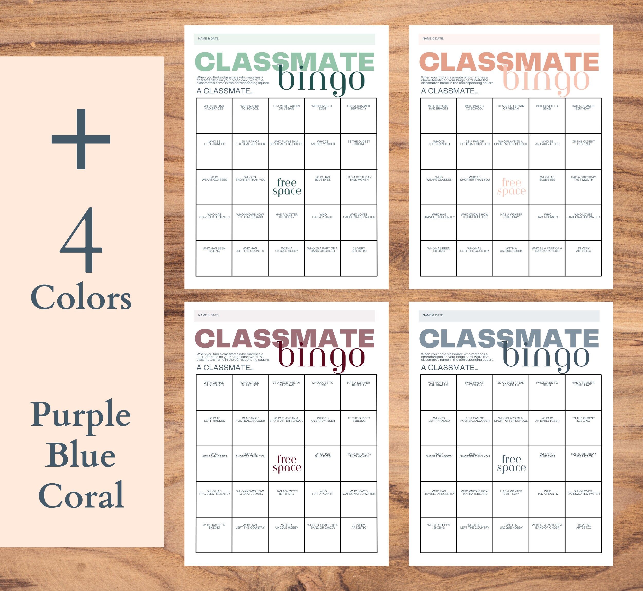 Bingo para compañeros de clase, juegos divertidos en el aula, conozca a ...