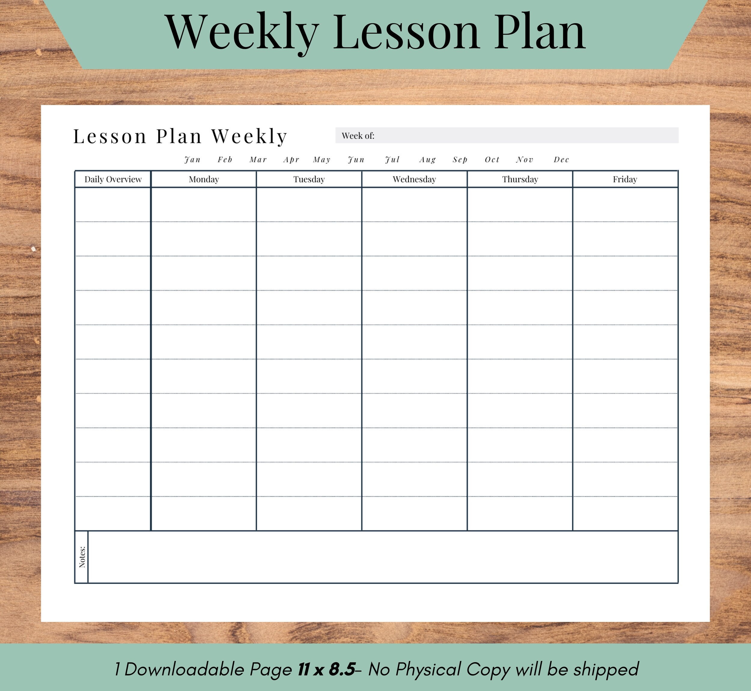 Weekly Lesson Planner Printable Template, Open Schedule Planner, Weekly ...
