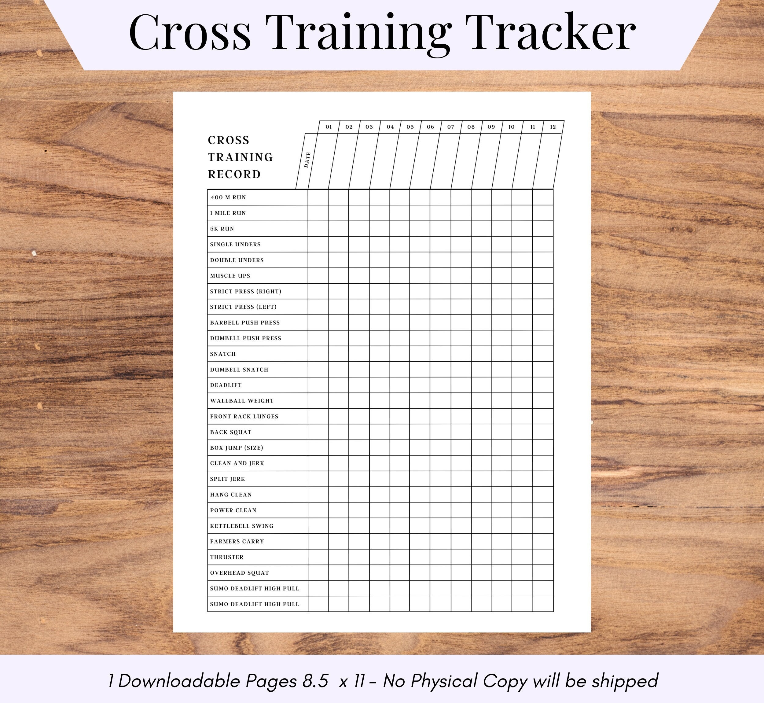 Cross Training Record Tracker, Fitness Goals, Strength Training ...