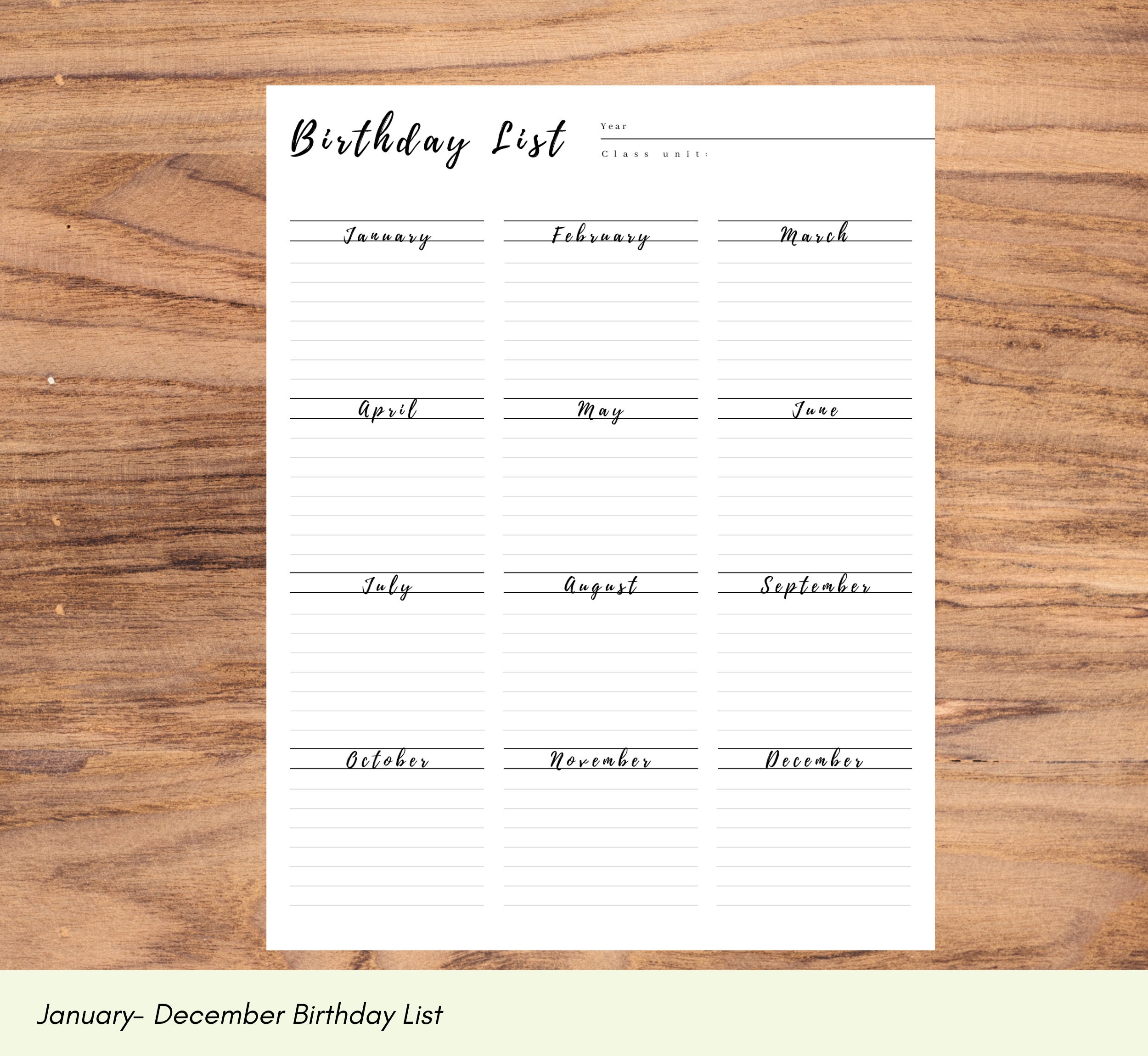 Birthday Tracker, Classroom Birthday List, Classroom Tools, Birthday ...